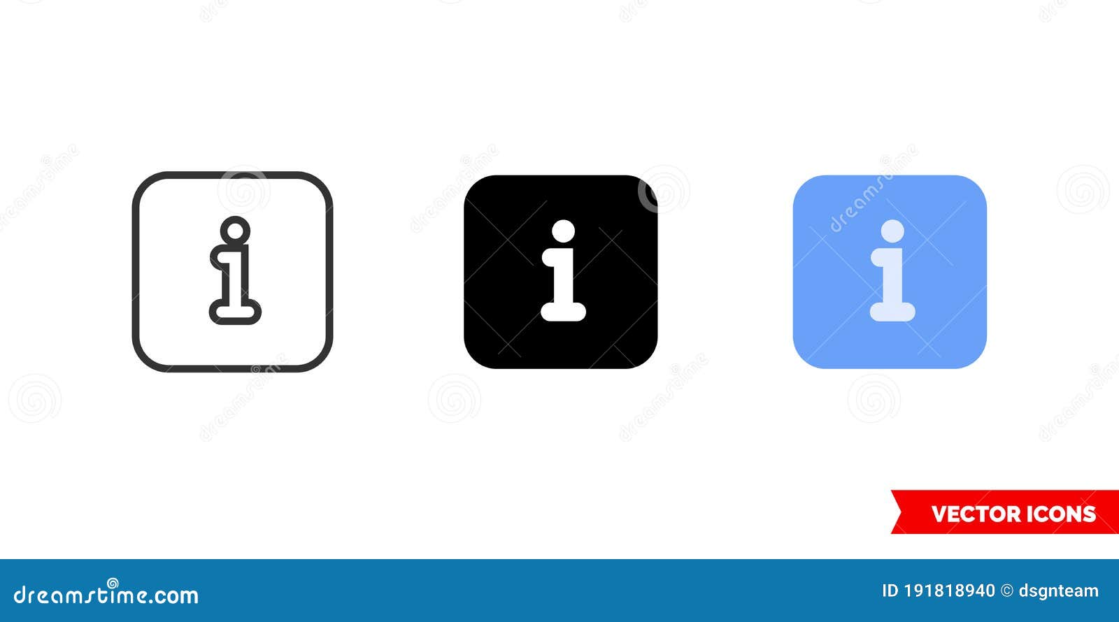 Info Squared Icon of 3 Types. Isolated Vector Sign Symbol. Stock Vector ...