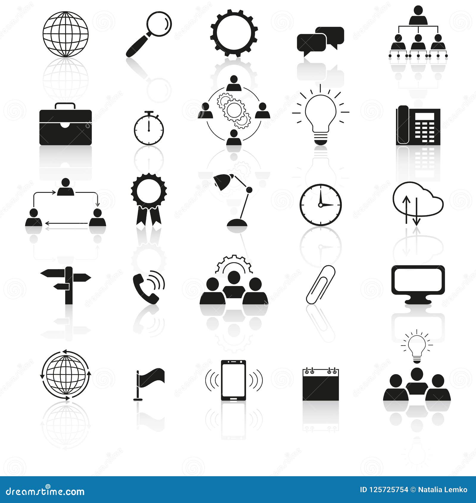 Info Technology Icons The Set With Reflection Stock Vector ...