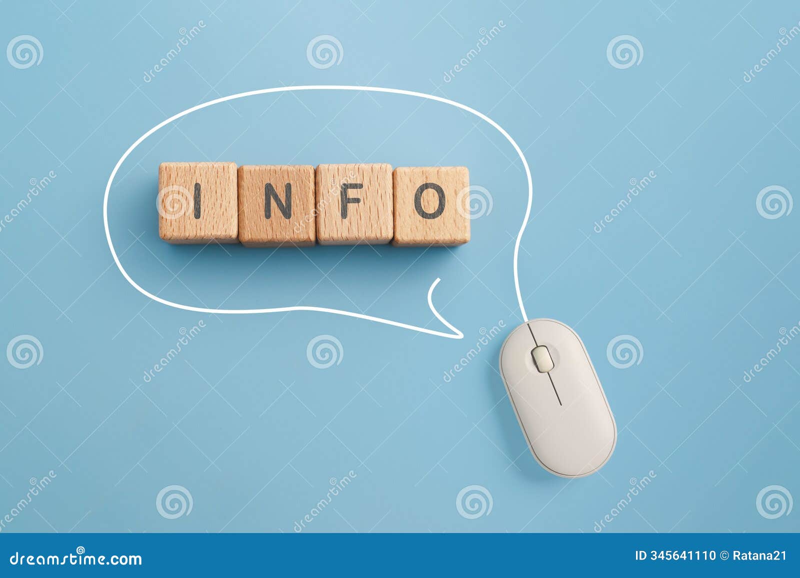 INFO Text on a Wooden Cube Block Inside Speech Bubble Line with Connect ...