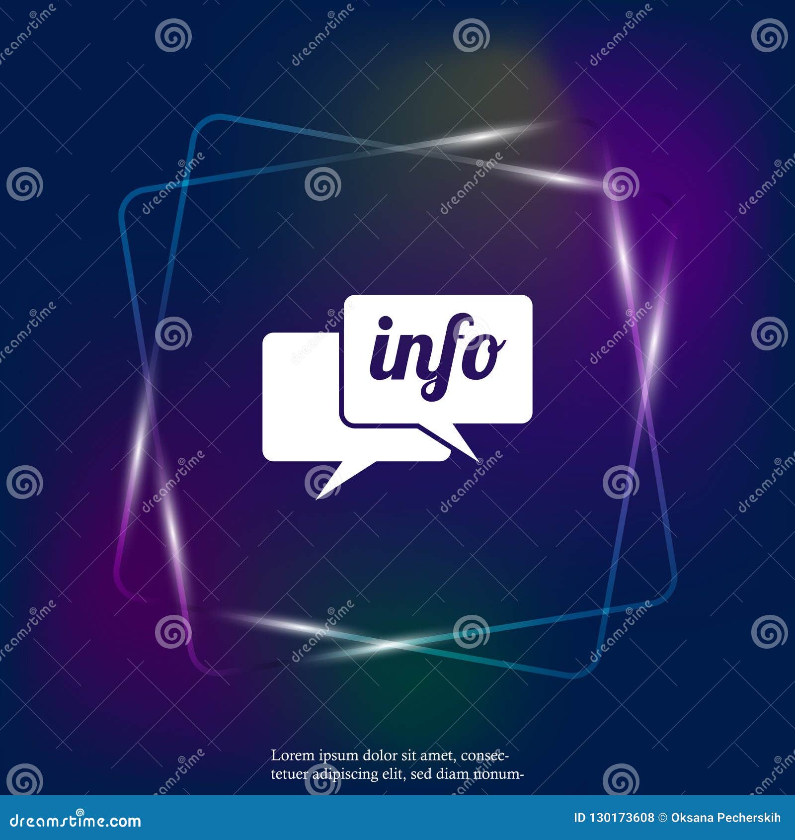 Info Vector Neon Light Icon in the Cloud. Info Illlustration Stock ...