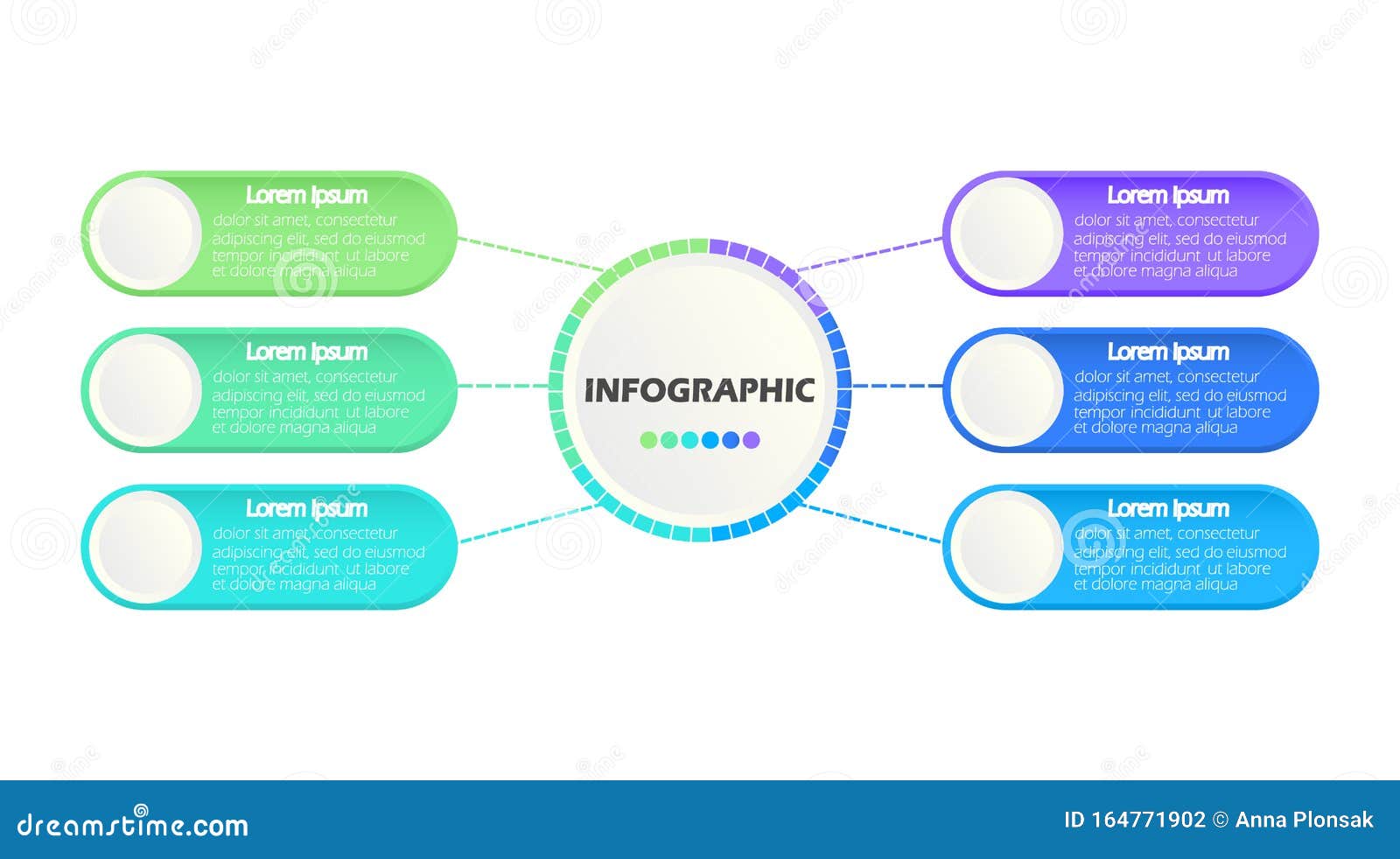 Infografisch Blanco Sjabloon 6 Opties Organogram Stock Illustratie ...