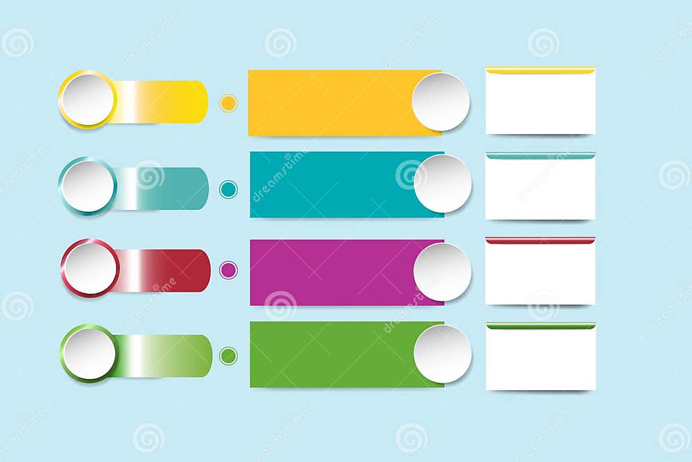 The Infograph of Four Rectangles and Four Circle Labels Stock Vector ...