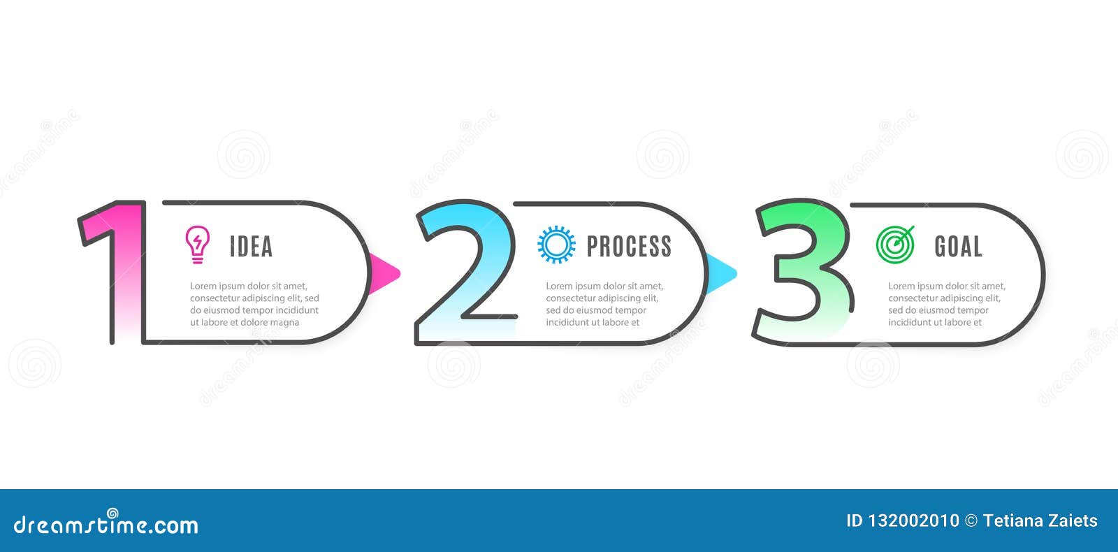 Infograph 3 Steps Elements. Business Infographic Template with Icons ...