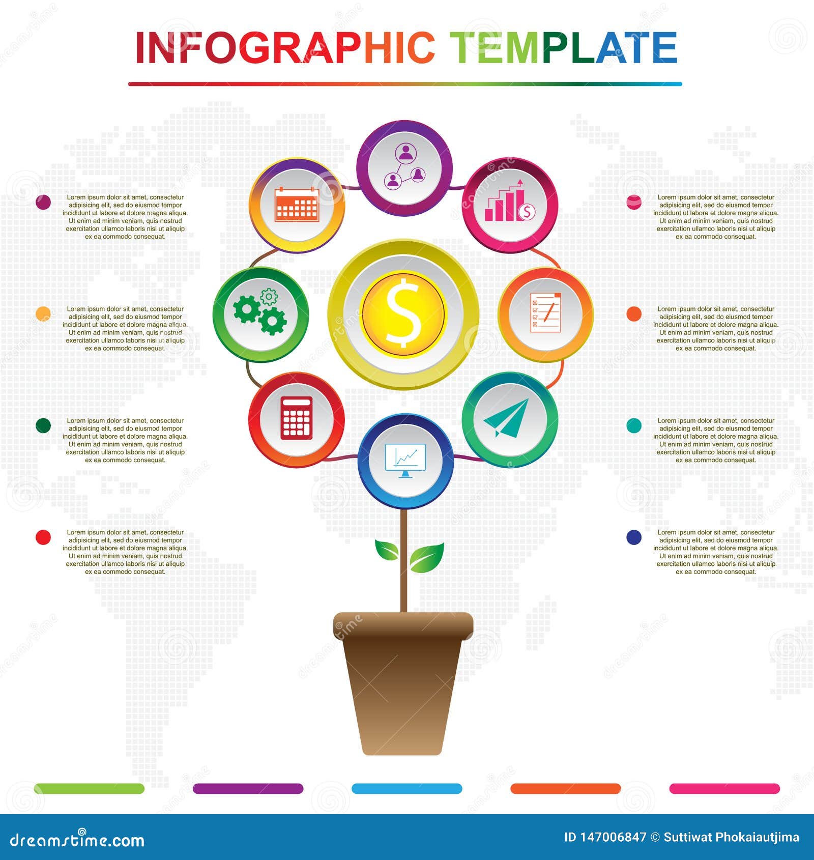 Abstract Tree Infographics Elements. Colorful Infographic Template with ...