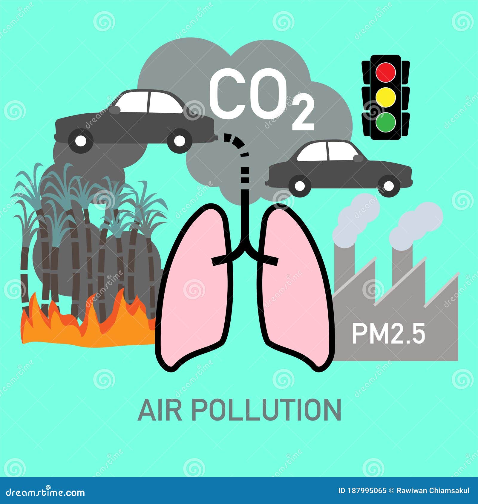 Air Pollution 1 stock vector. Illustration of fire, green - 187995065