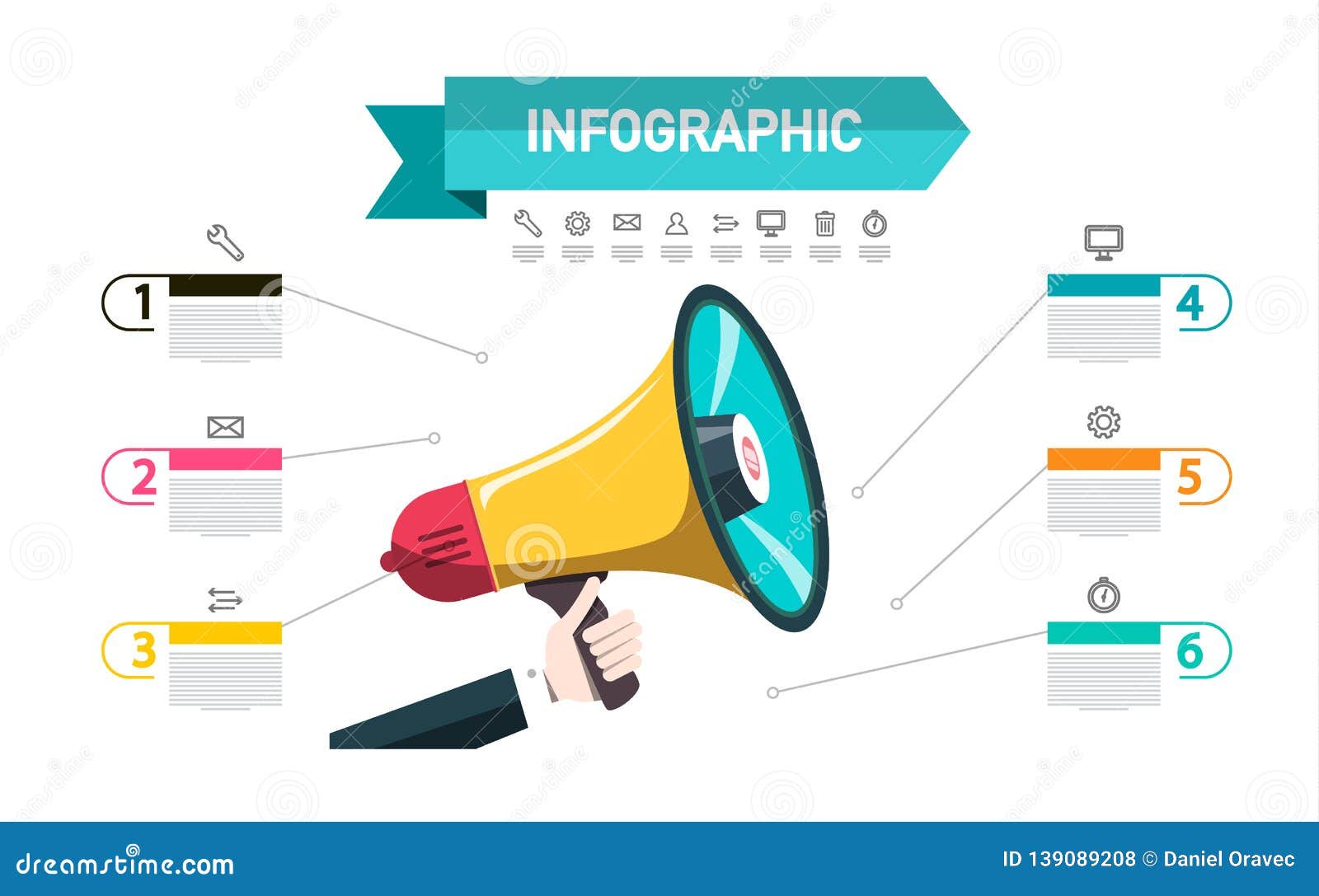 Infographic Announcement Concept with Megaphone and Sample Text ...