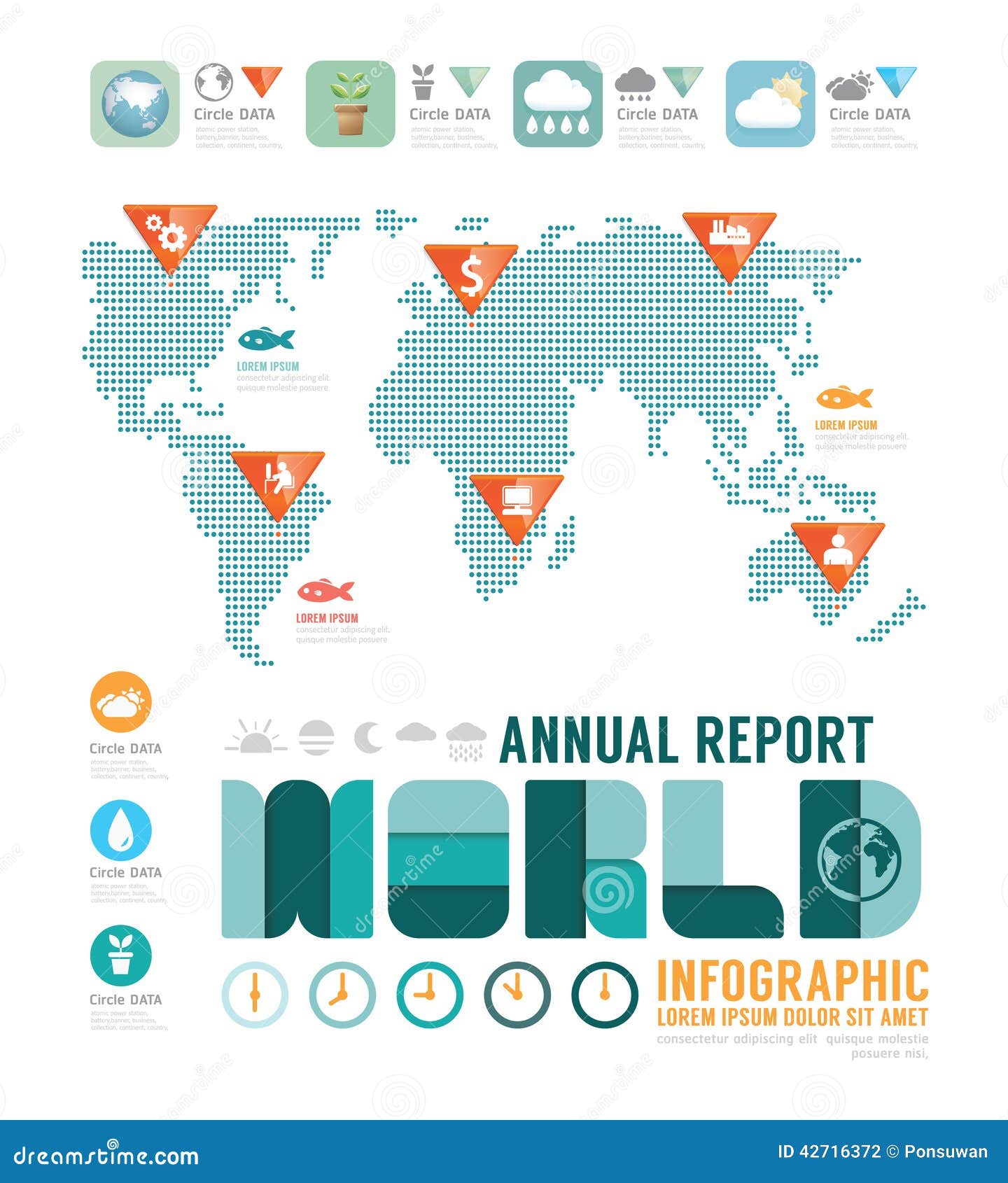 Infographic Annual Report World Template Design . Concept Vector Stock ...