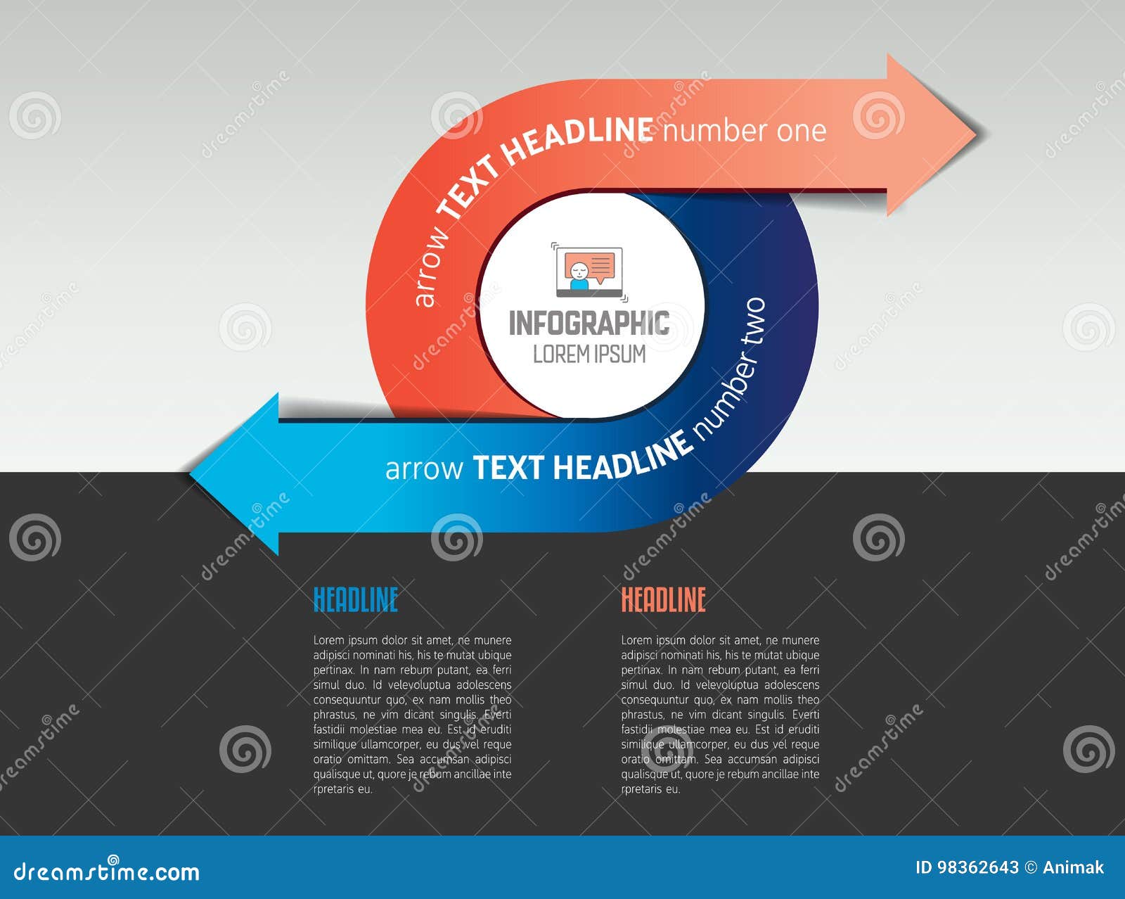 Infographic Arrow Circle Template, Diagram, Chart with Text Fields ...