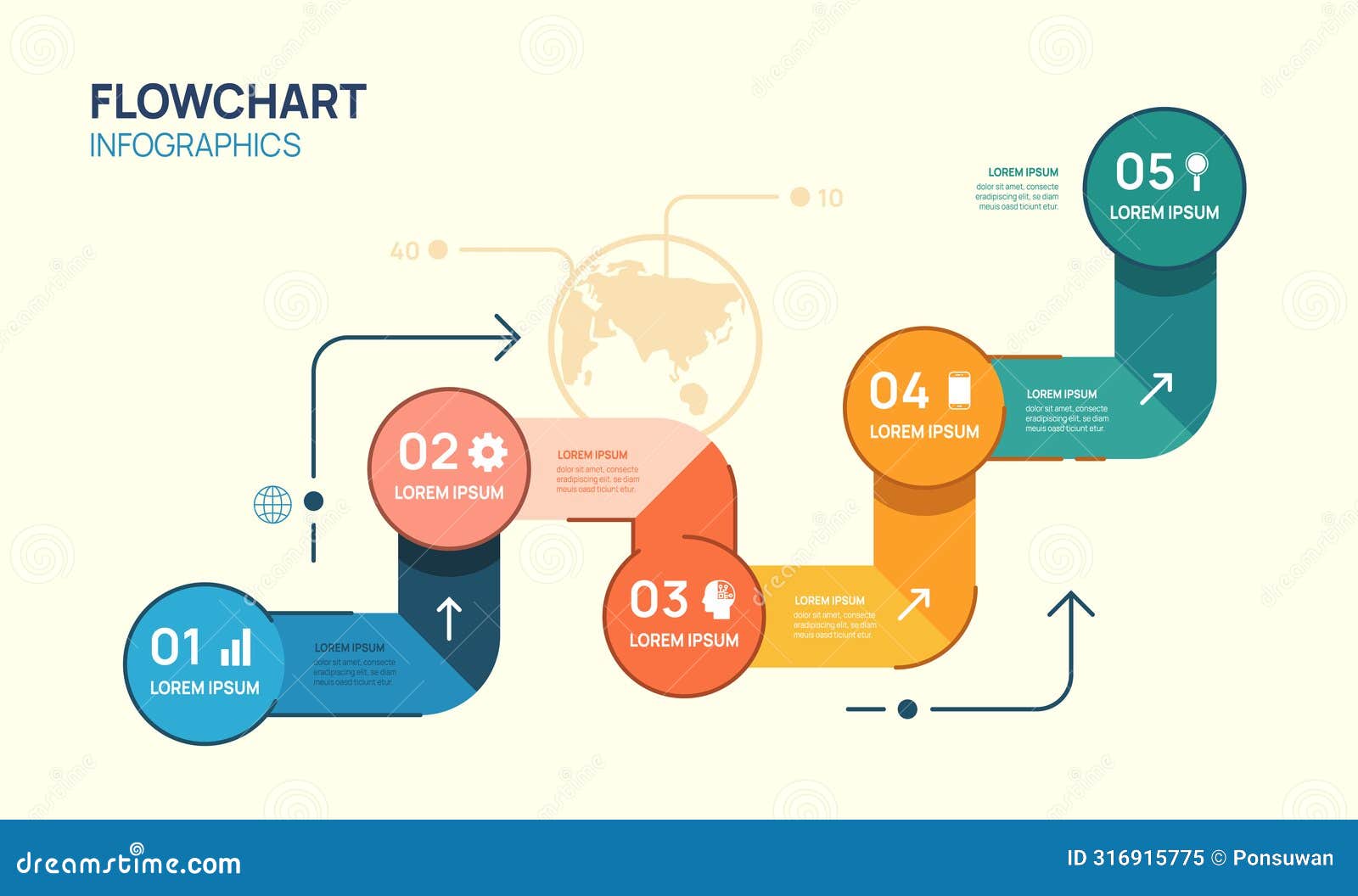 Infographic Arrow Flow Chart Diagram Template For Business. 5 Options ... Infographic Arrow Flow Chart Diagram Template For Business. 5 Options ...