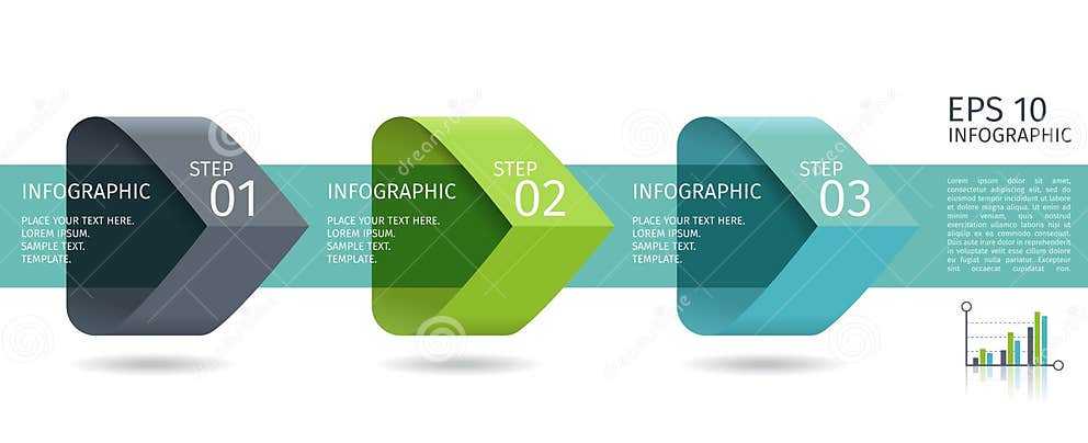 Infographic Arrows with 3 Step Up Options and Glass Elements. Vector ...