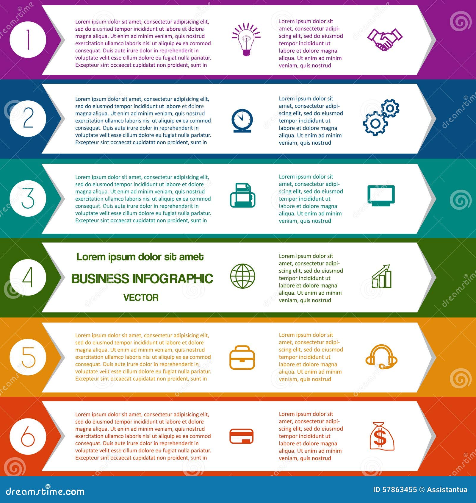 Infographic Arrows Template Six Positions Stock Vector - Illustration ...