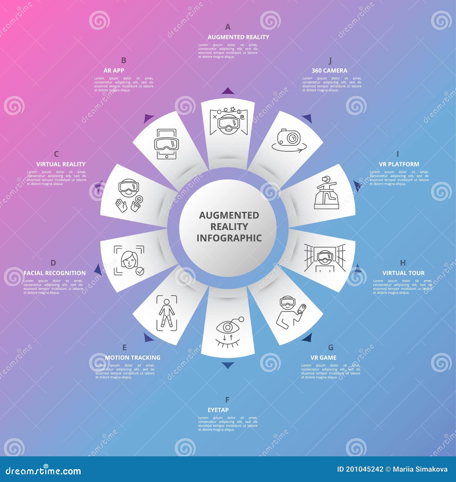 Infographic Augmented Reality Template. Icons in Different Colors ...