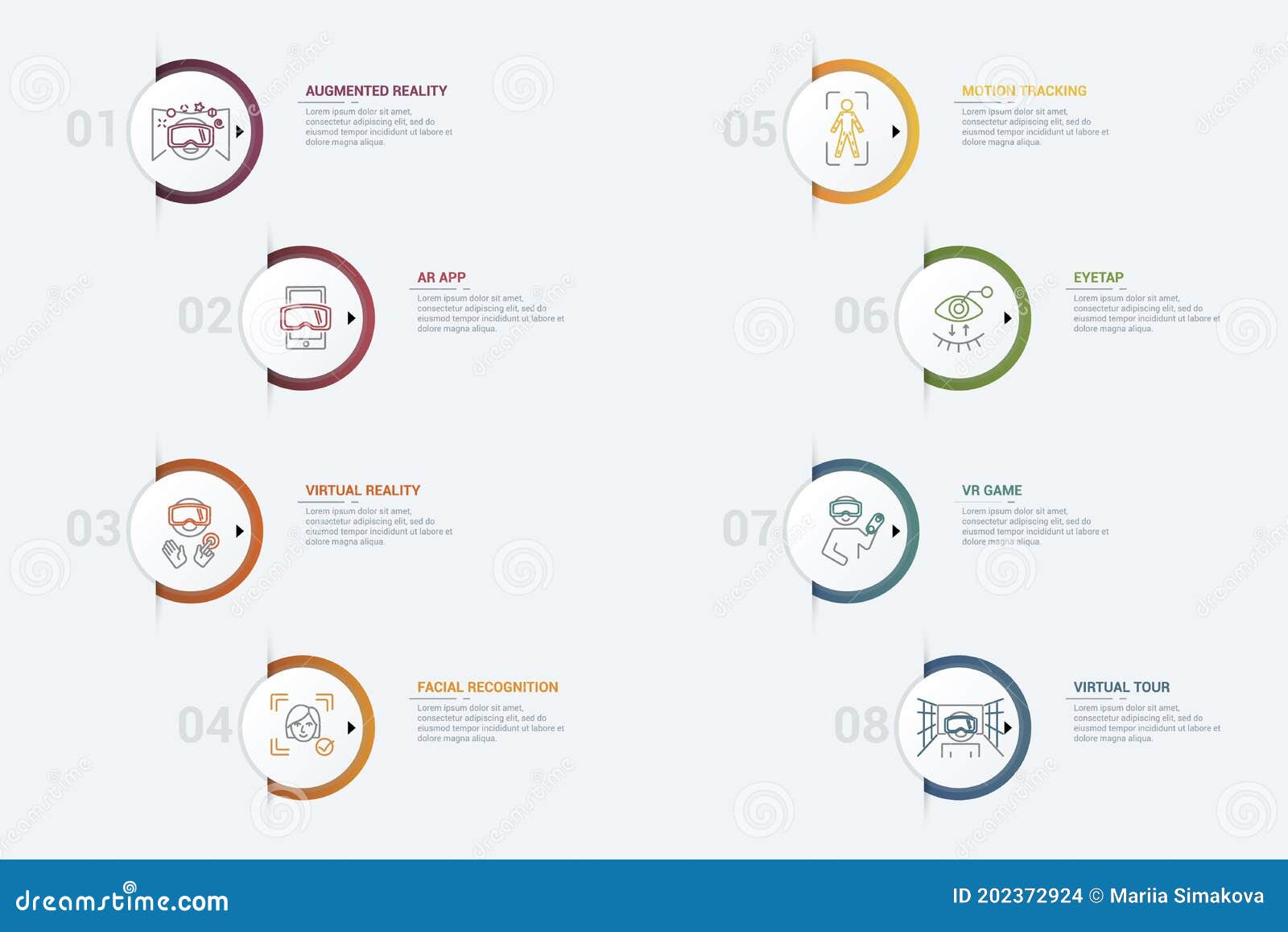 Infographic Augmented Reality Template. Icons in Different Colors ...