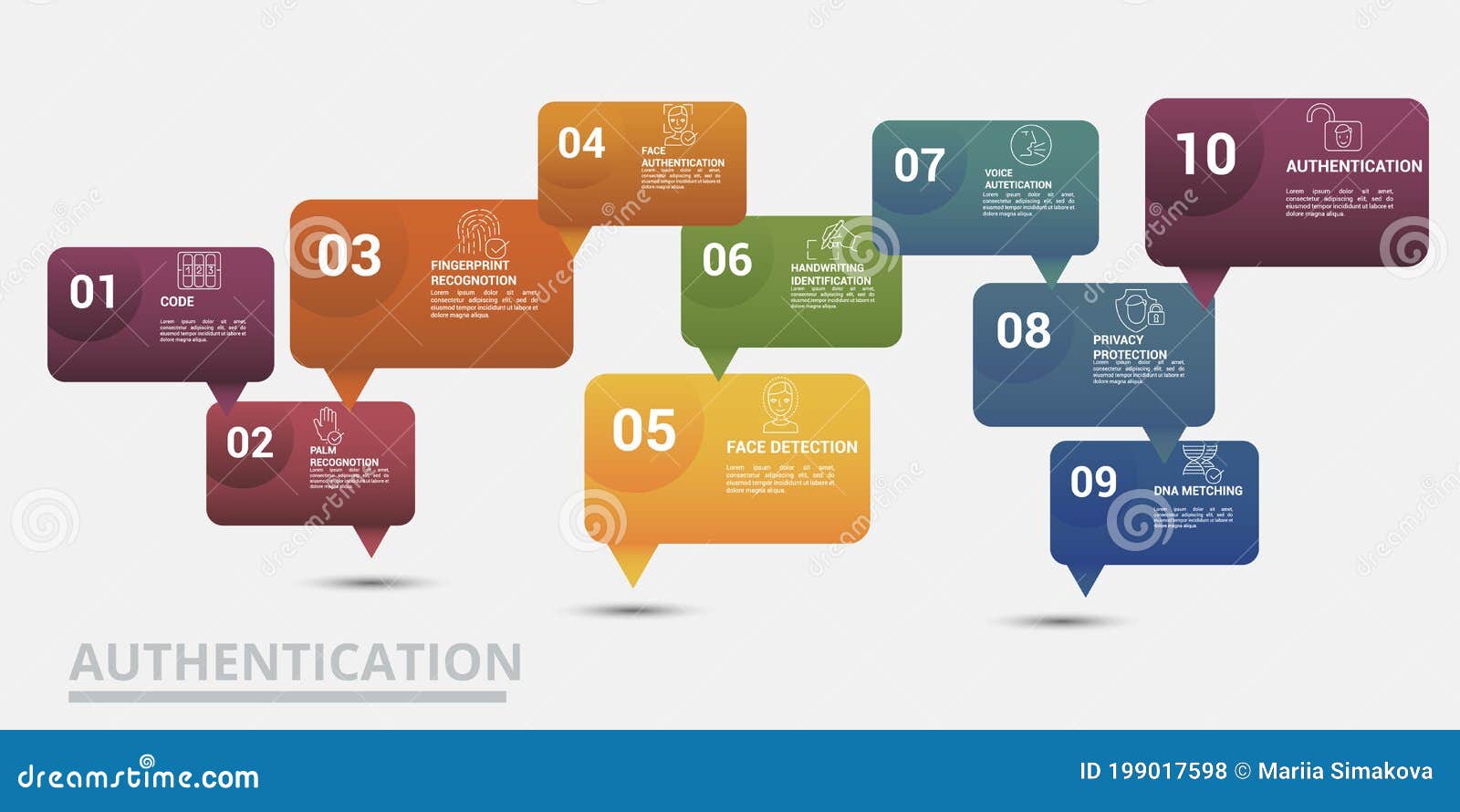 Infographic Authentication Template Icons In Different Colors Include