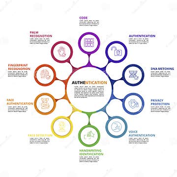 Infographic Authentication Template. Icons in Different Colors. Include ...