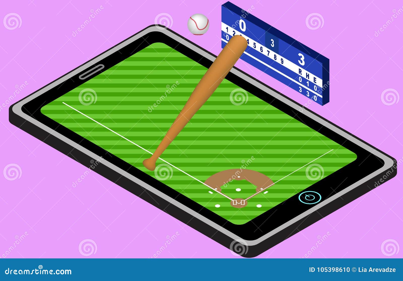 Infographic Baseball Playground, Ball, Baseball Bat, and Tablet ...