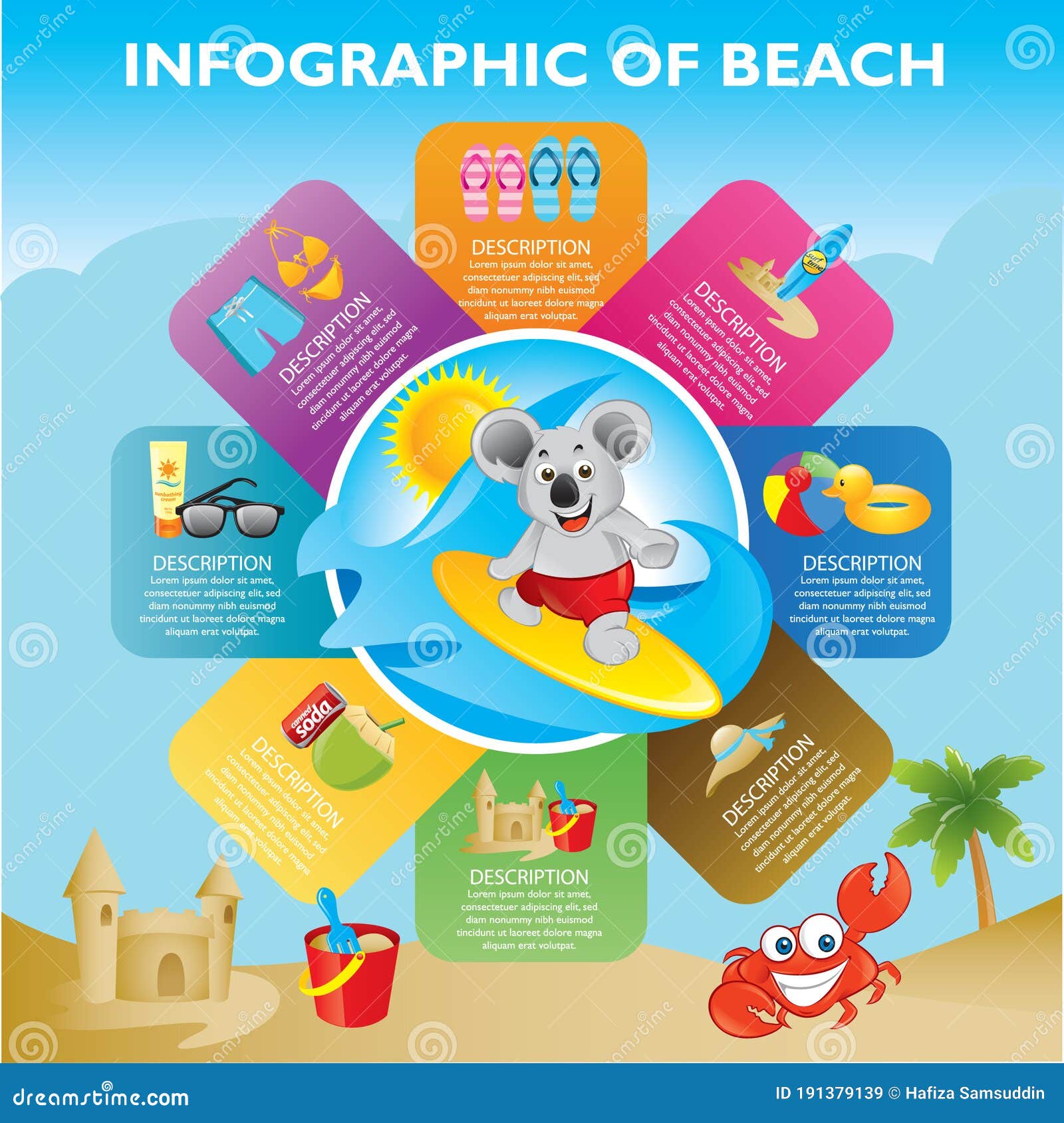 Infographic of Beach. Vector Illustration Decorative Design Stock ...