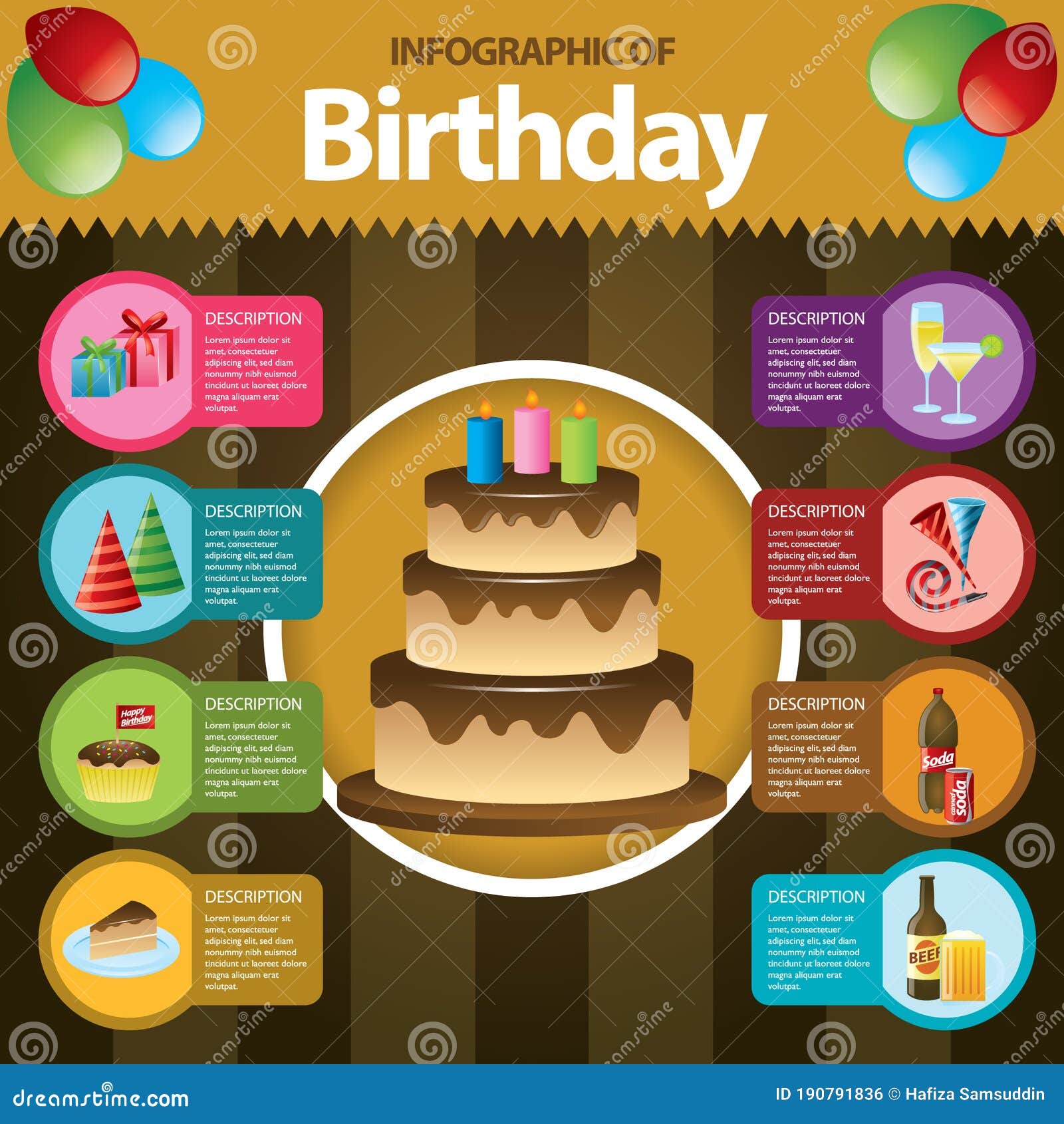 Infographic of Birthday. Vector Illustration Decorative Design Stock ...