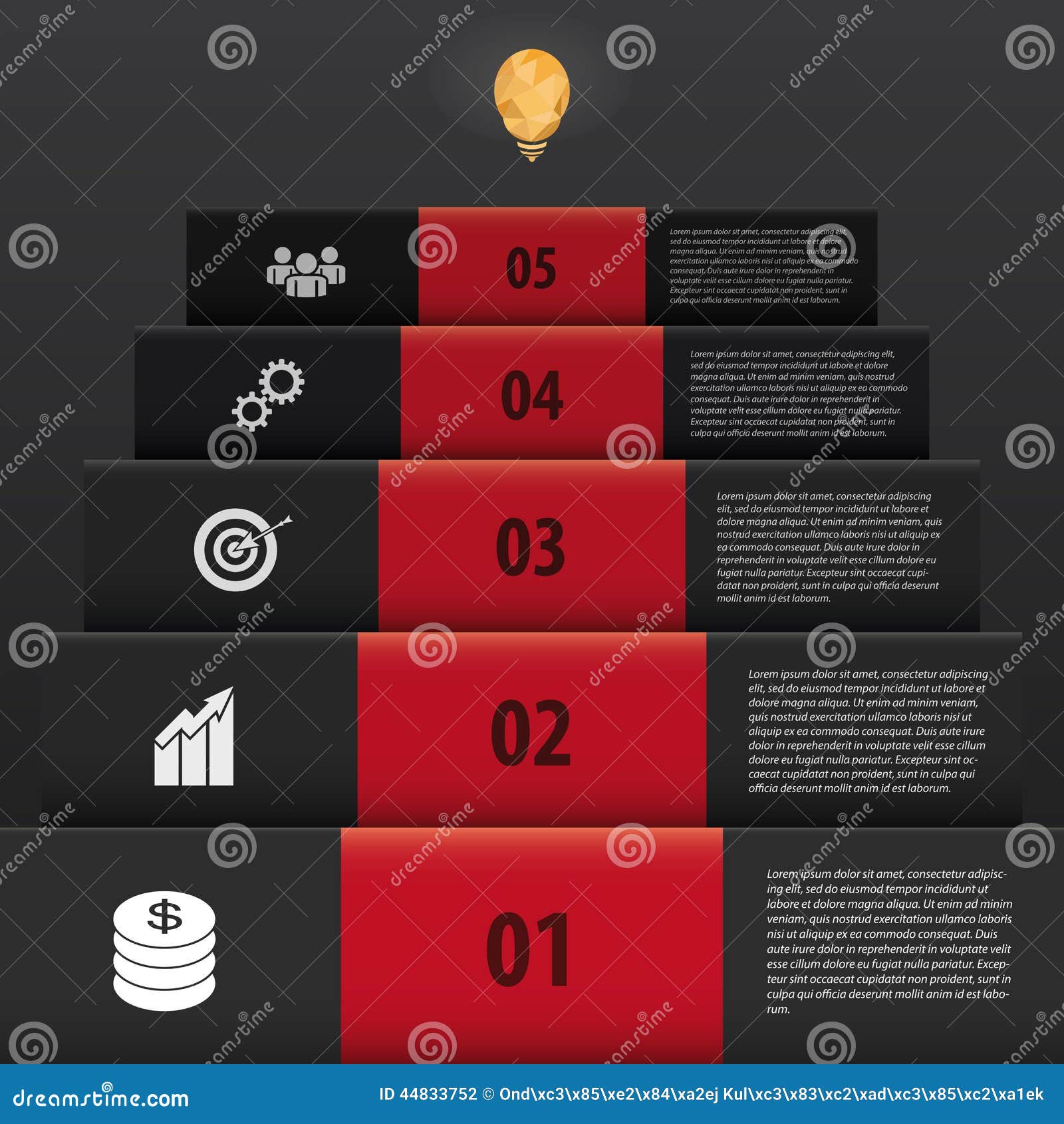 Infographic Black Stairs Style. Step Up Business Stock Vector ...