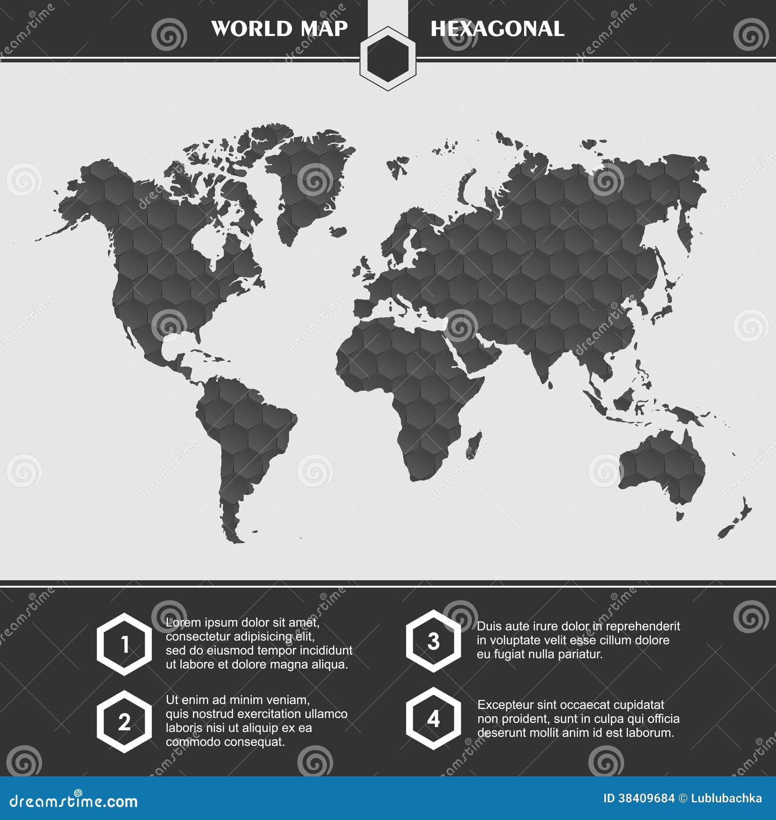 Infographic Black World Map Symbols and Typography Stock Vector ...