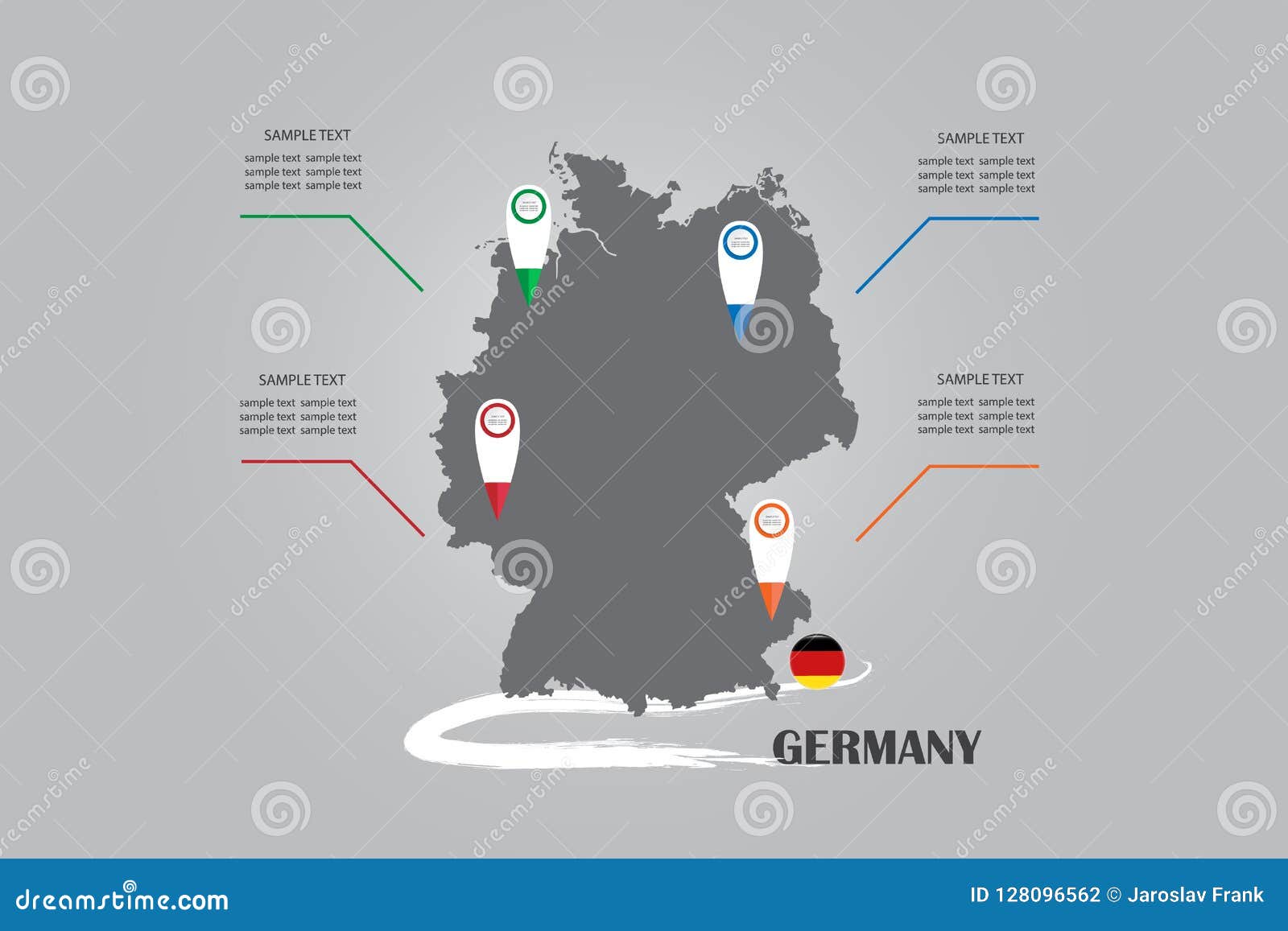 Infographic For Germany, Detailed Map Of Germany With Flag Cartoon ...