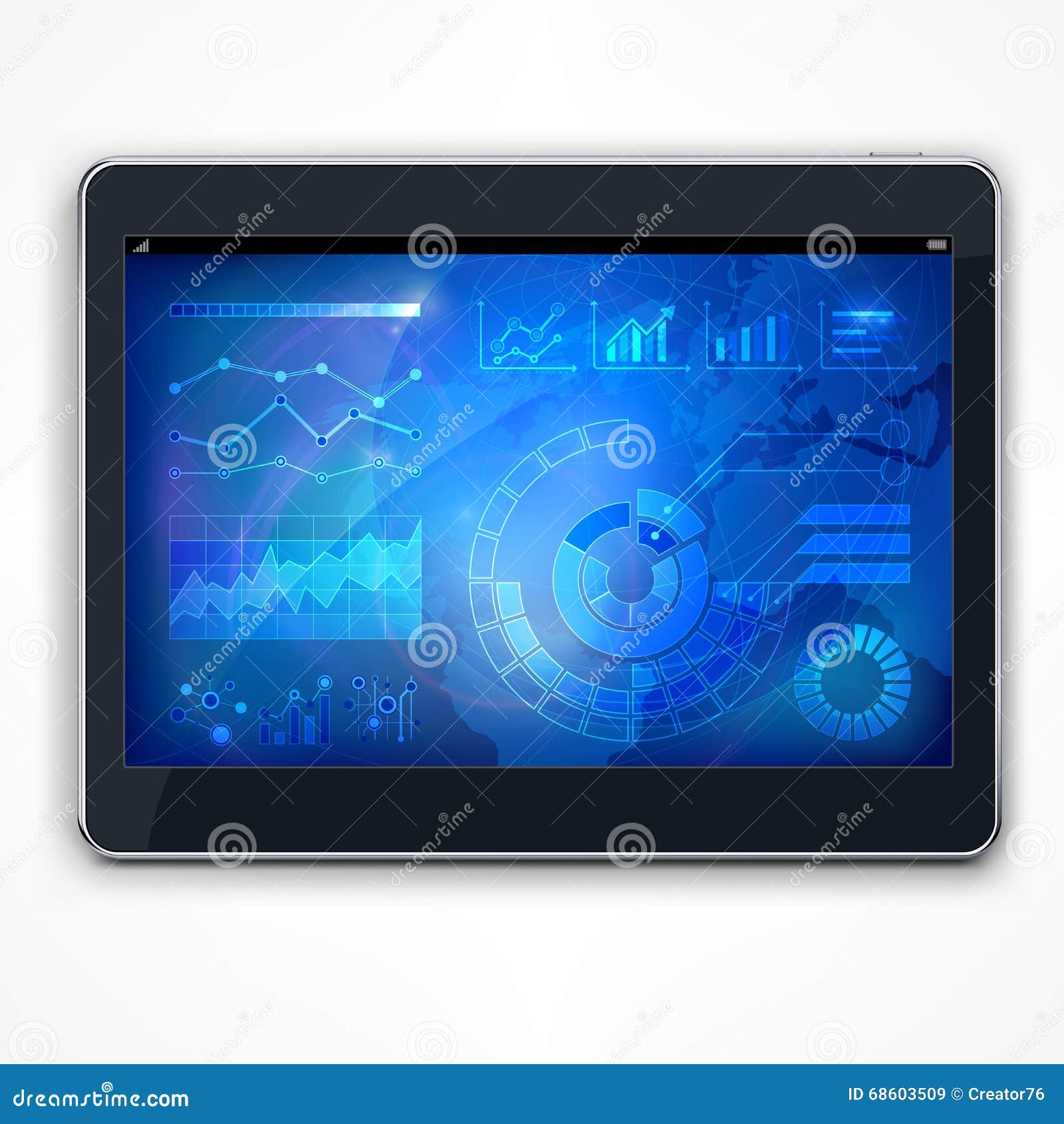 Infographic on Blue Tablet Screen Stock Vector - Illustration of ...