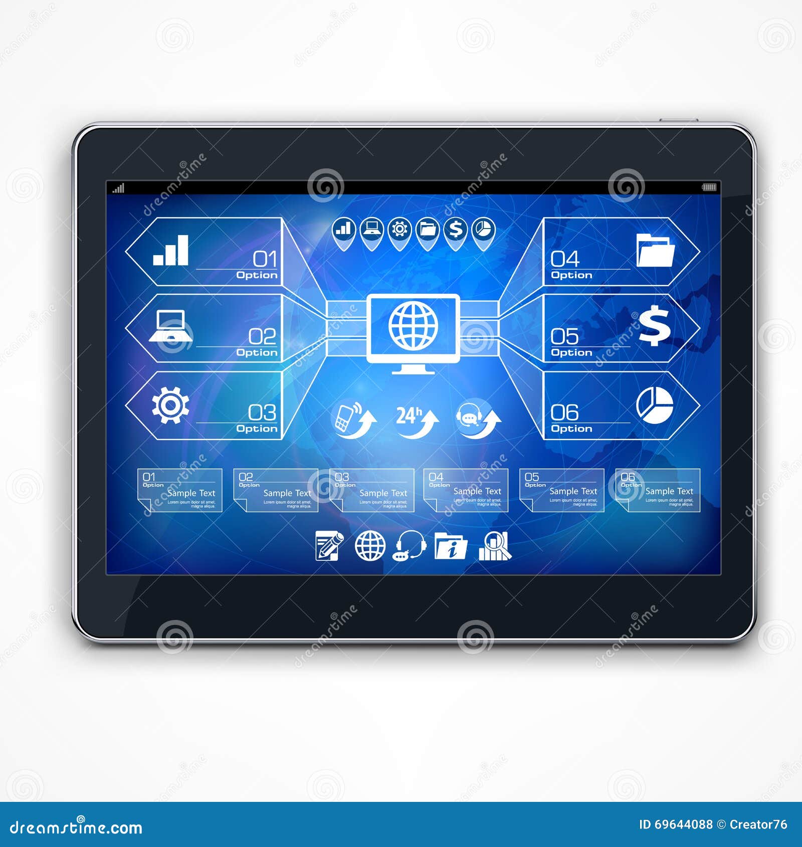 Infographic on Blue Tablet Screen Stock Vector - Illustration of blue ...