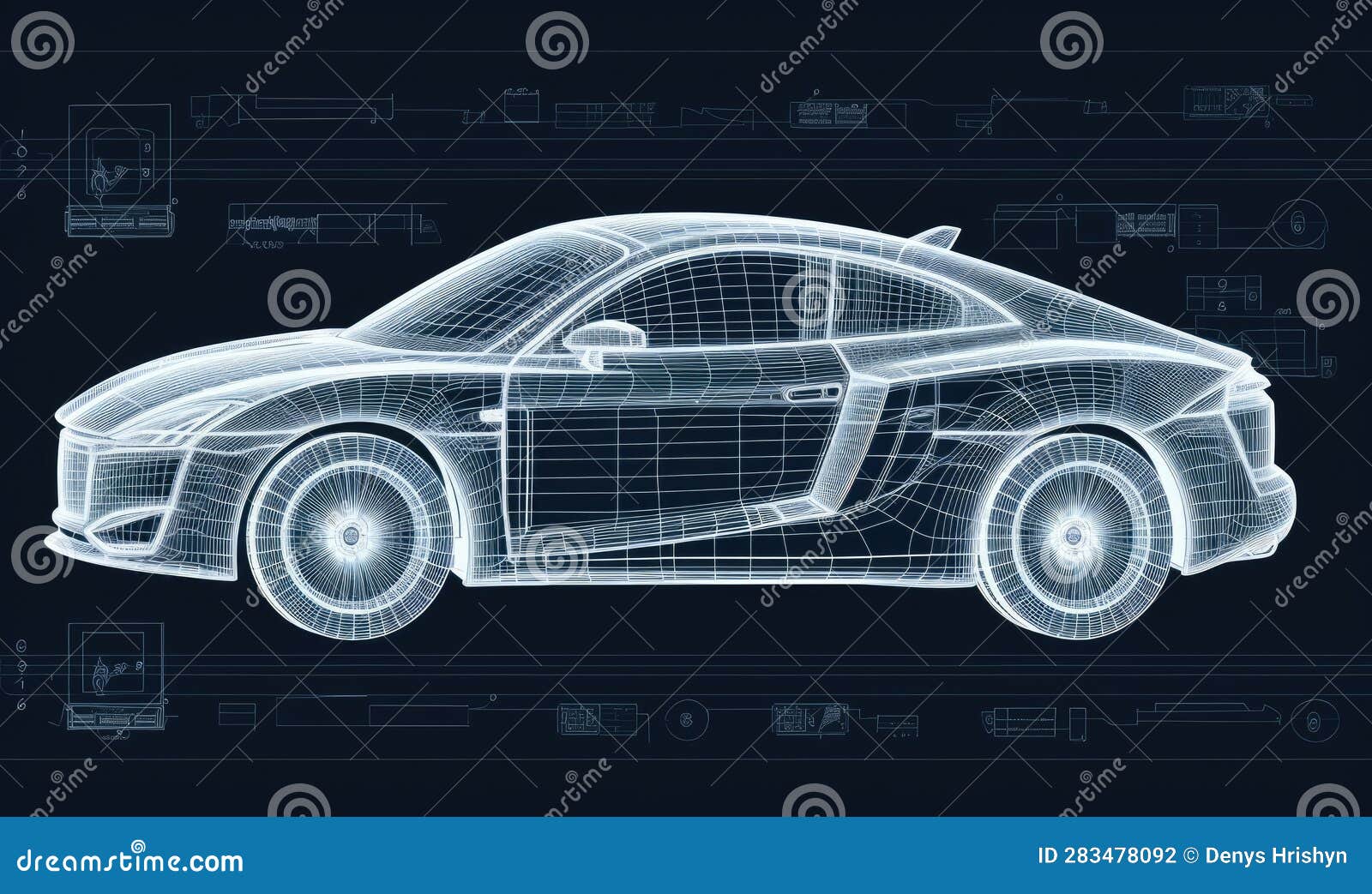 Infographic Blueprint Presents a Comprehensive Technical Drawing of Car ... Infographic Blueprint Presents a Comprehensive Technical Drawing of Car ...