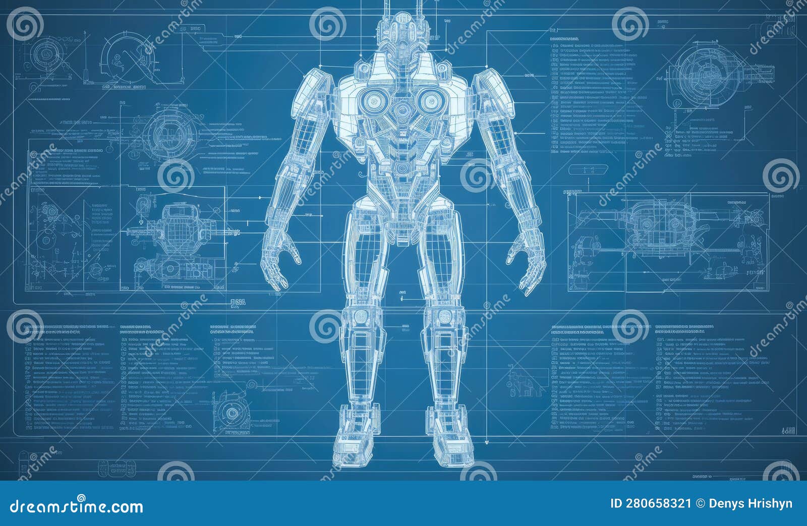 Infographic Blueprint Displays The Precise Technical Details Of A Plane ...