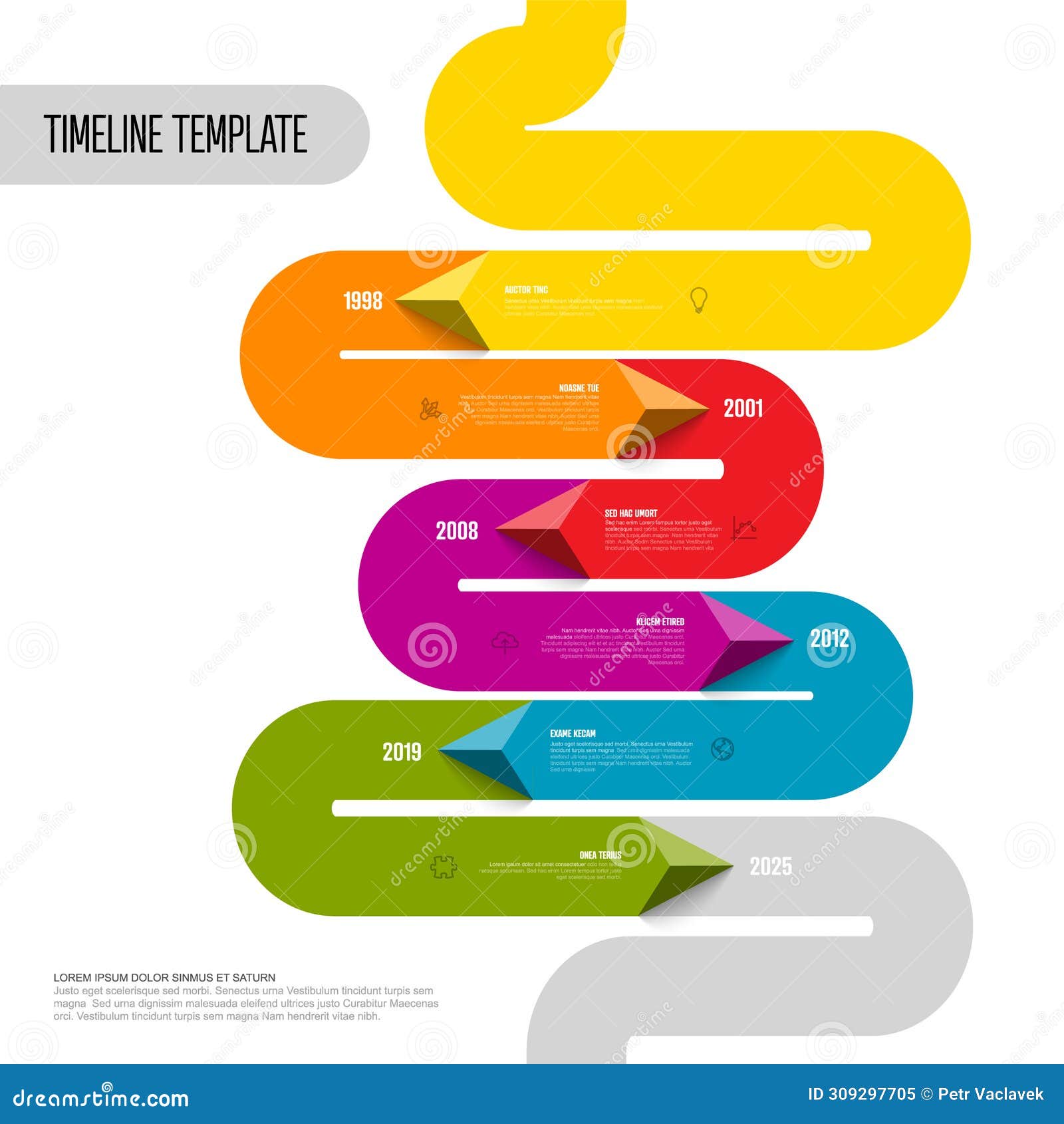 Infographic Bold Solid Color Timeline Template With Up And Down ...