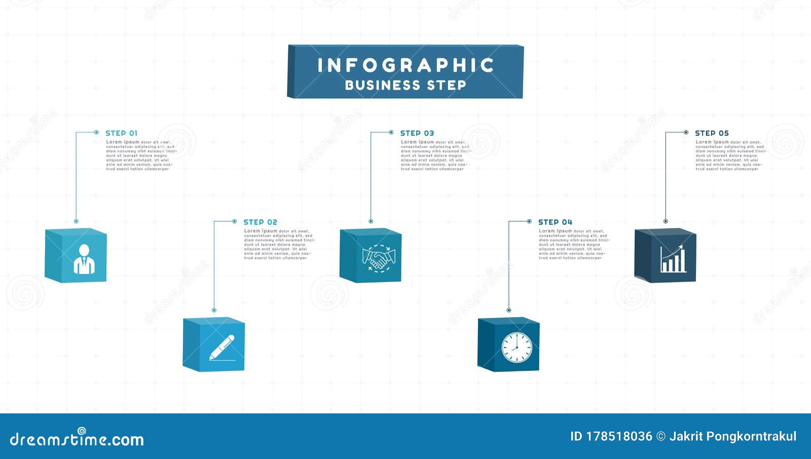 Infographic Box 3d Design Business Planning Step Work To Success Stock ...