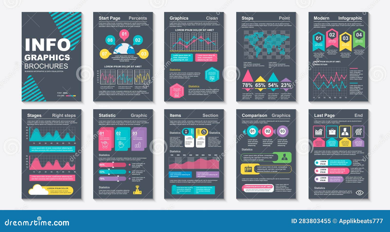 Infographic Brochures Data Visualization Vector Design Template. Can Be Used for Info Graphic ...