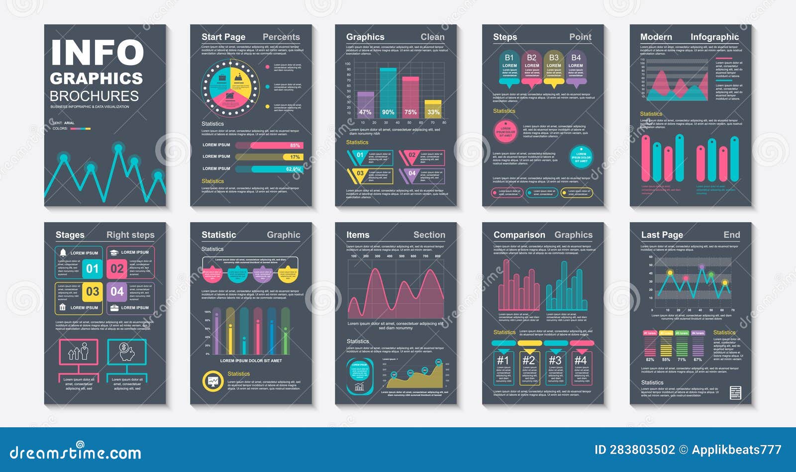 Infographic Brochures Data Visualization Vector Design Template. Can Be ...