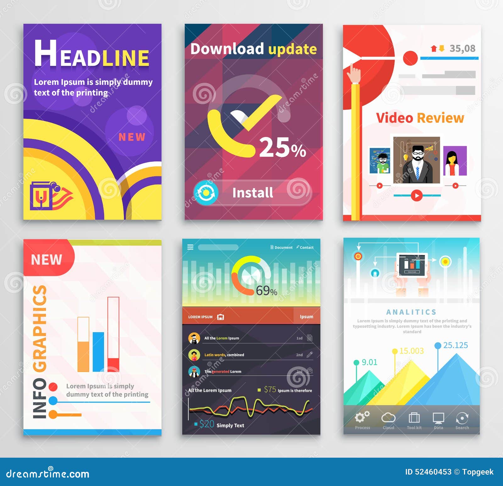 Infographic Business Brochures Banners Set Stock Vector - Illustration ...