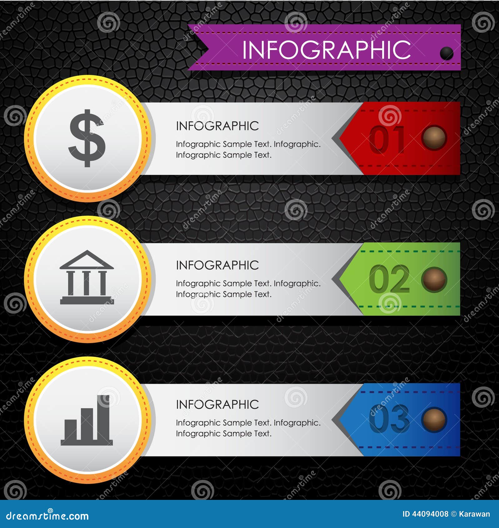 Infographic Business Colorful Leather Black Background Stock Vector ...