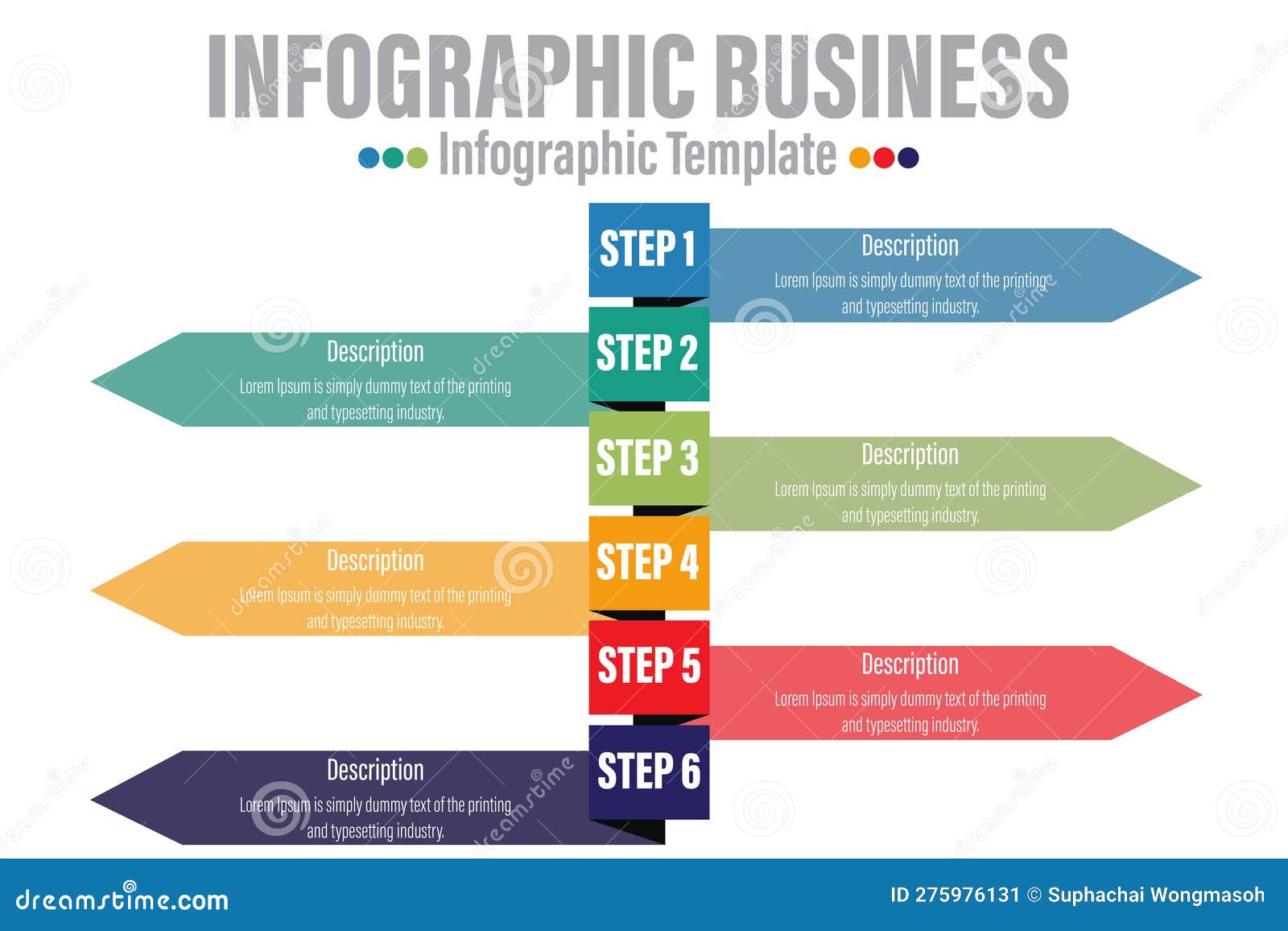 Infographic Business Concept for Slide Presentation with 6 Point 6 Step ...
