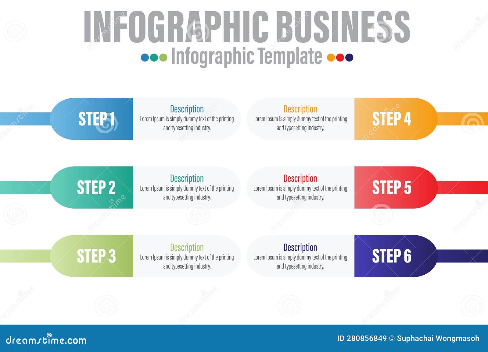 Infographic Business Concept for Slide Presentation with 6 Point 6 Step ...