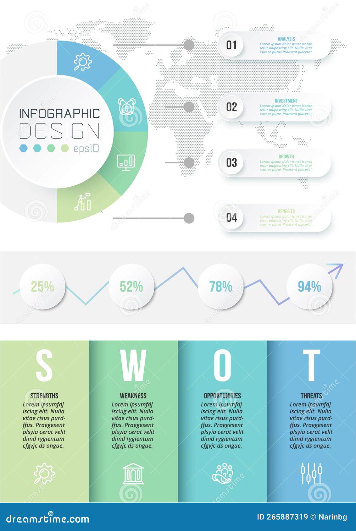 Business Concept Infographic Template with Swot Analysis Stock Vector ...