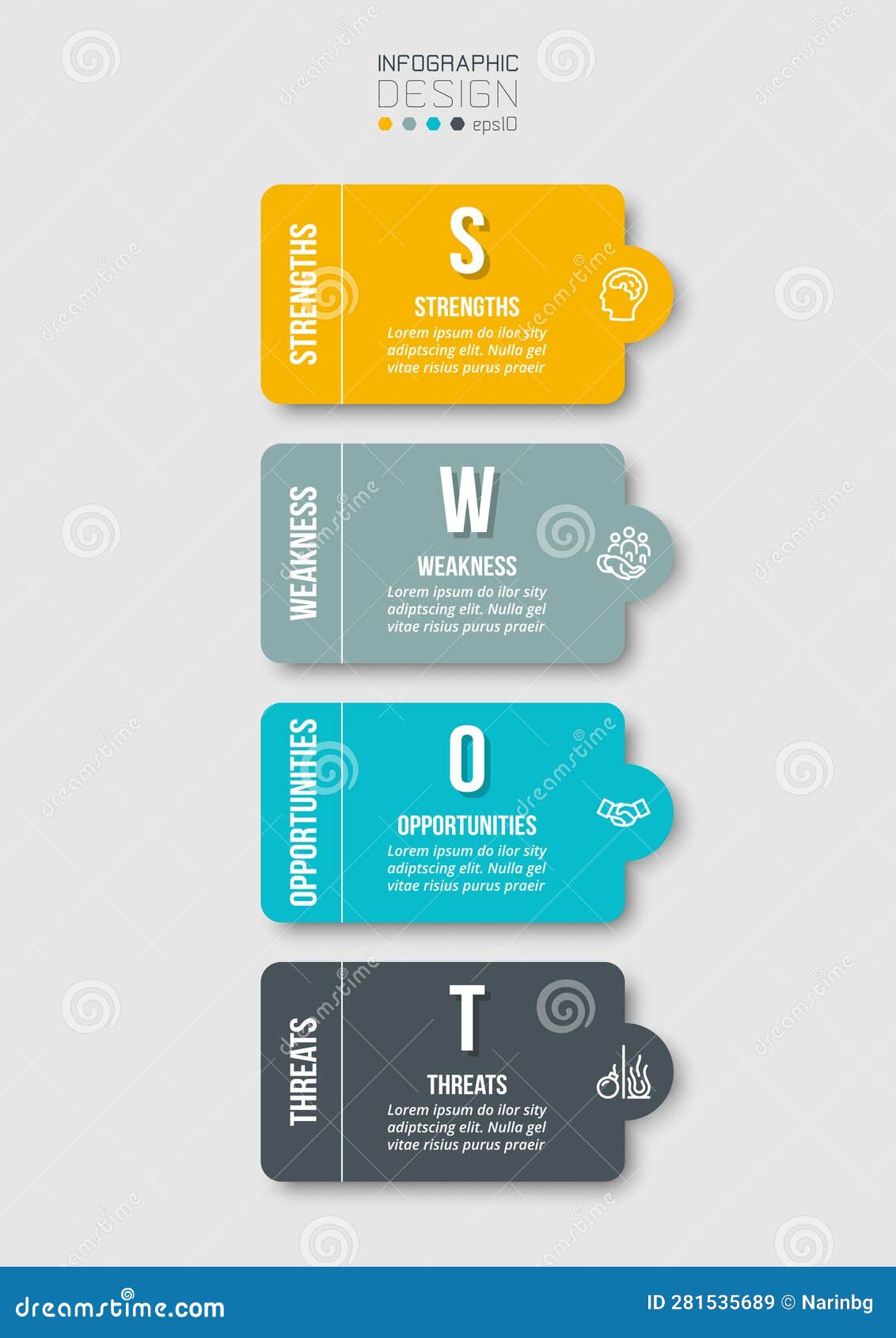 Business Concept Infographic Template with Swot Analysis Stock Vector ...