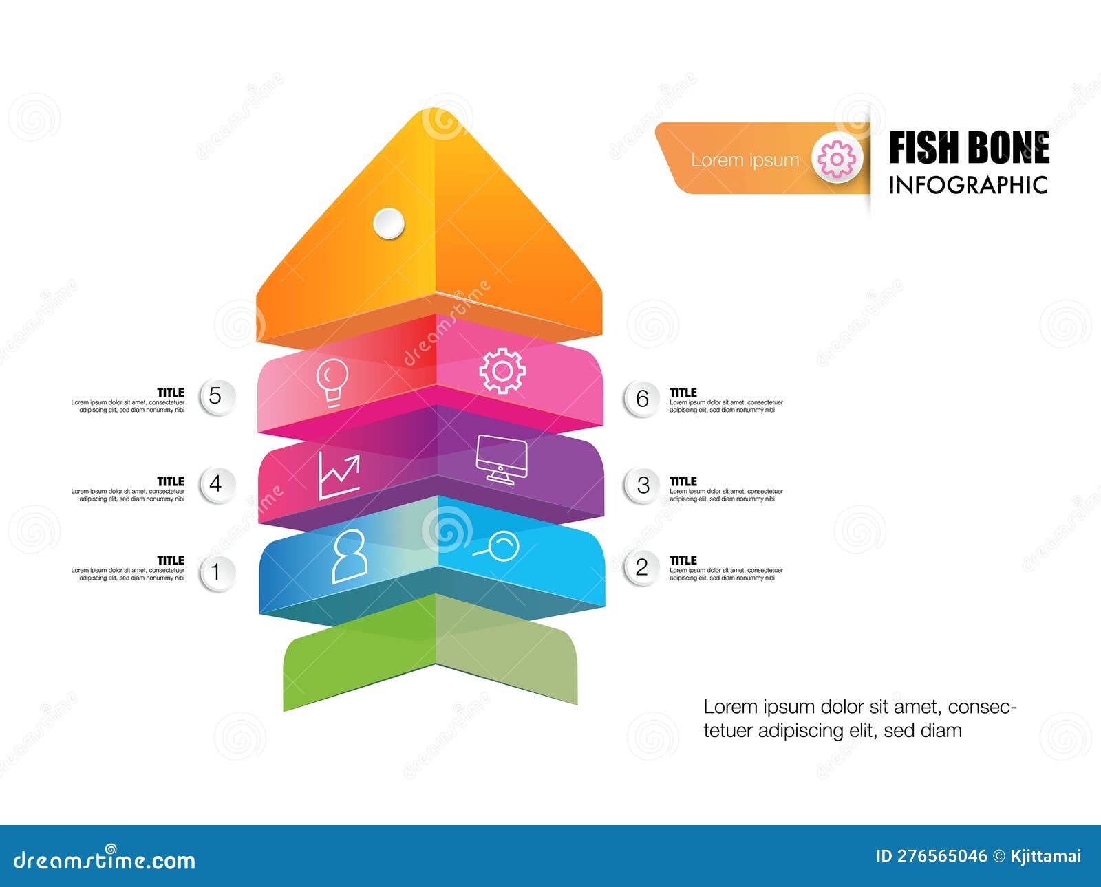 Infographic Business Fish Bone Chart Stock Illustration - Illustration ...