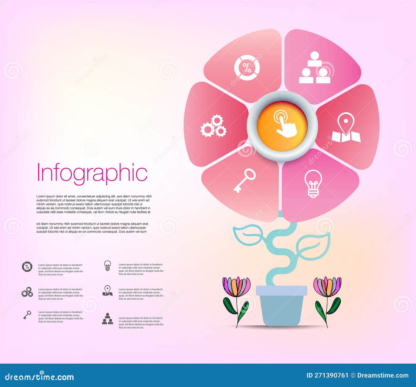 Infographic Business Flower, Tree Chart To Present Data Stock Vector ...