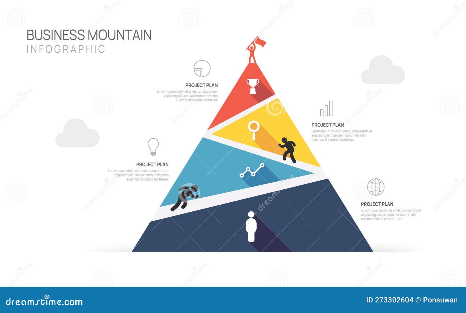 Infographic Business Growth Design Template. Business Mountain Concept ...