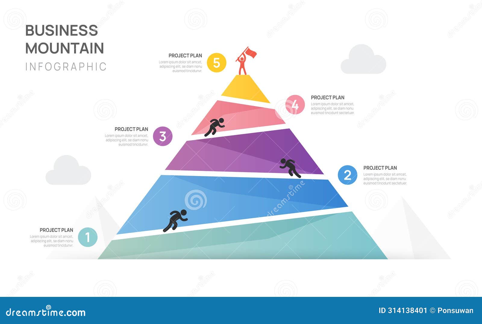 Infographic Business Growth Design Template. Business Mountain Concept ...