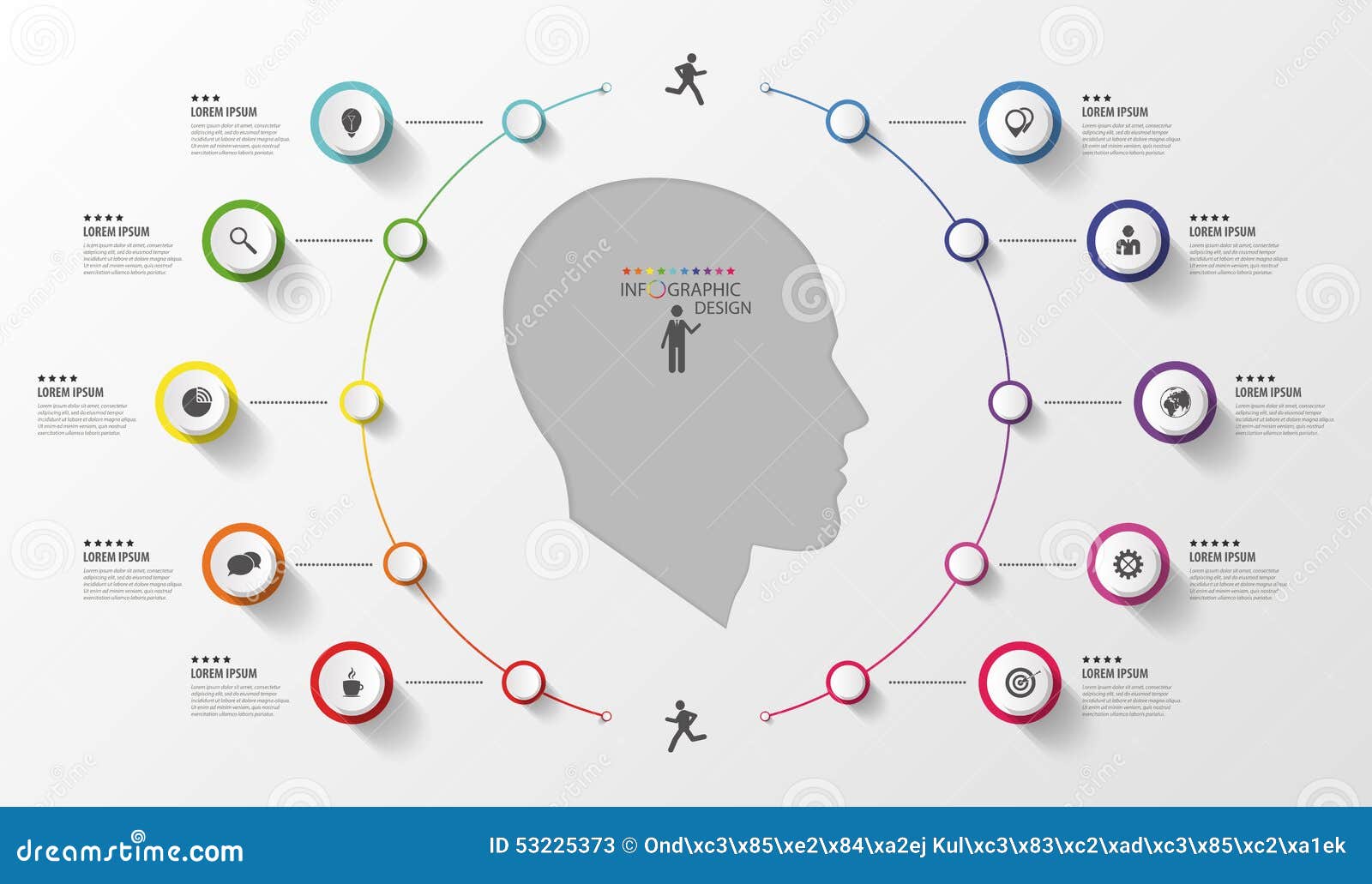Infographic. Business Head. Colorful Circle with Icons Stock Vector ...