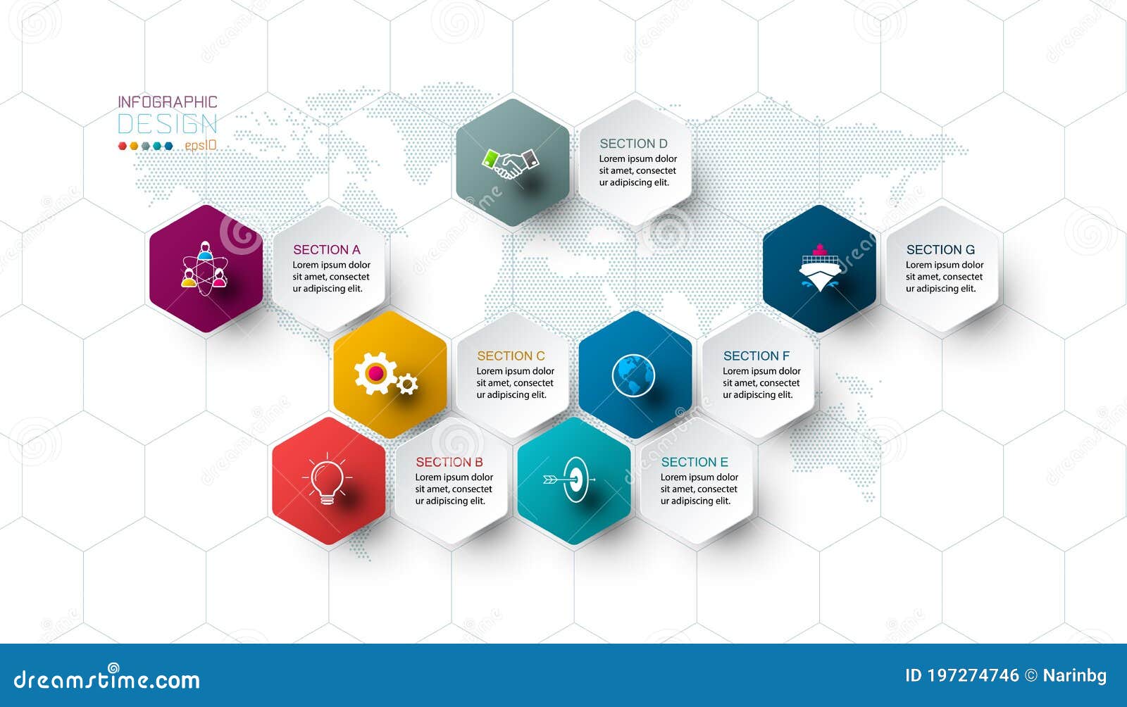 Business Hexagon Net Labels Shape Infographic Bar Stock Vector ...