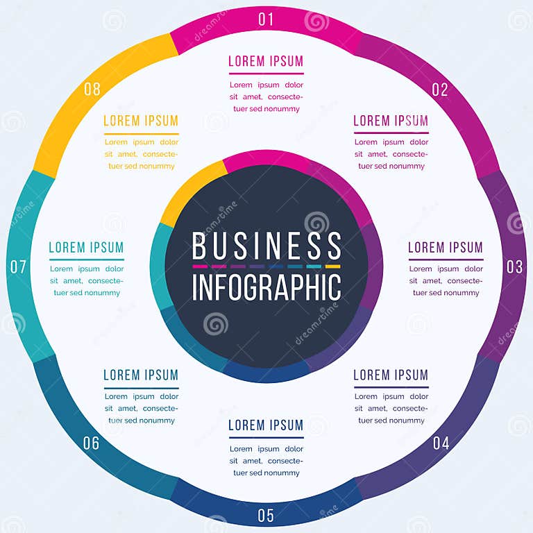 Infographic Business Information Design 8 Objects, Steps, Elements or ...