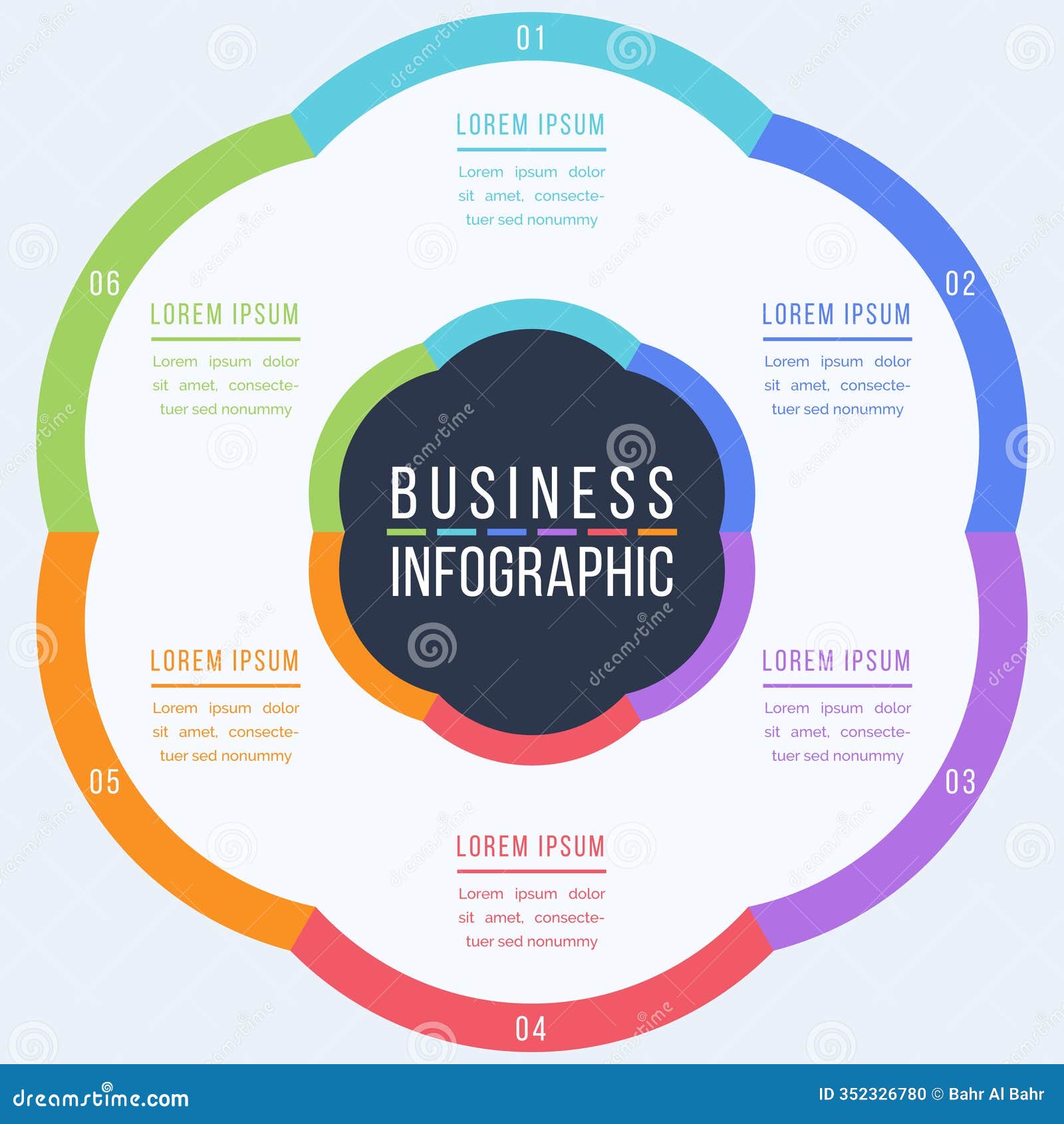 Infographic Business Information Design 6 Objects, Steps, Elements or ...