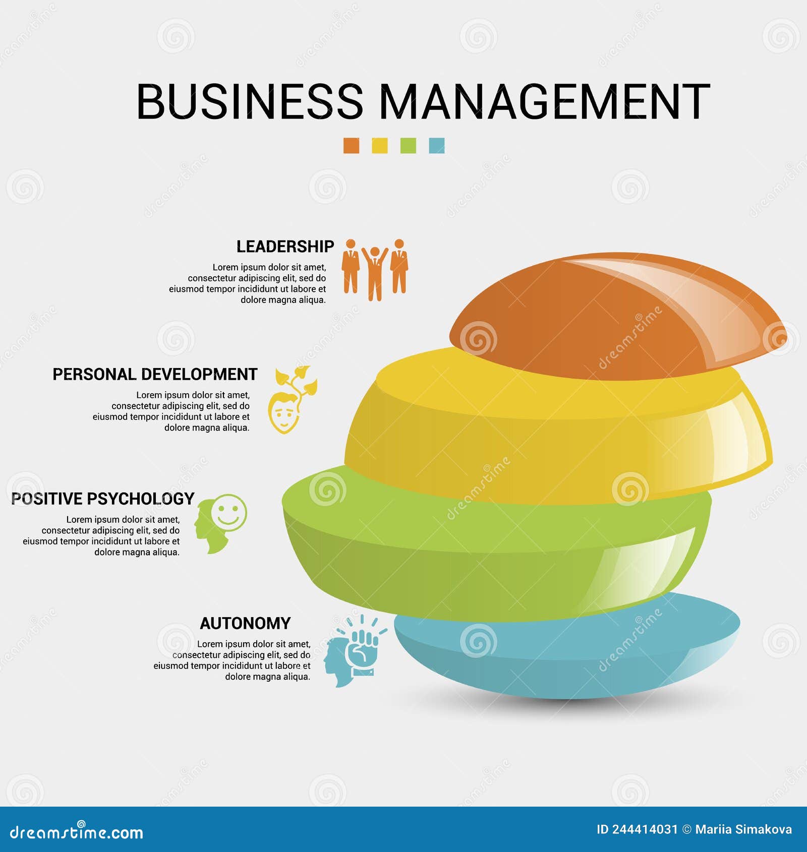 Infographic Business Management Icons Vector Illustration. 4 Colored ...