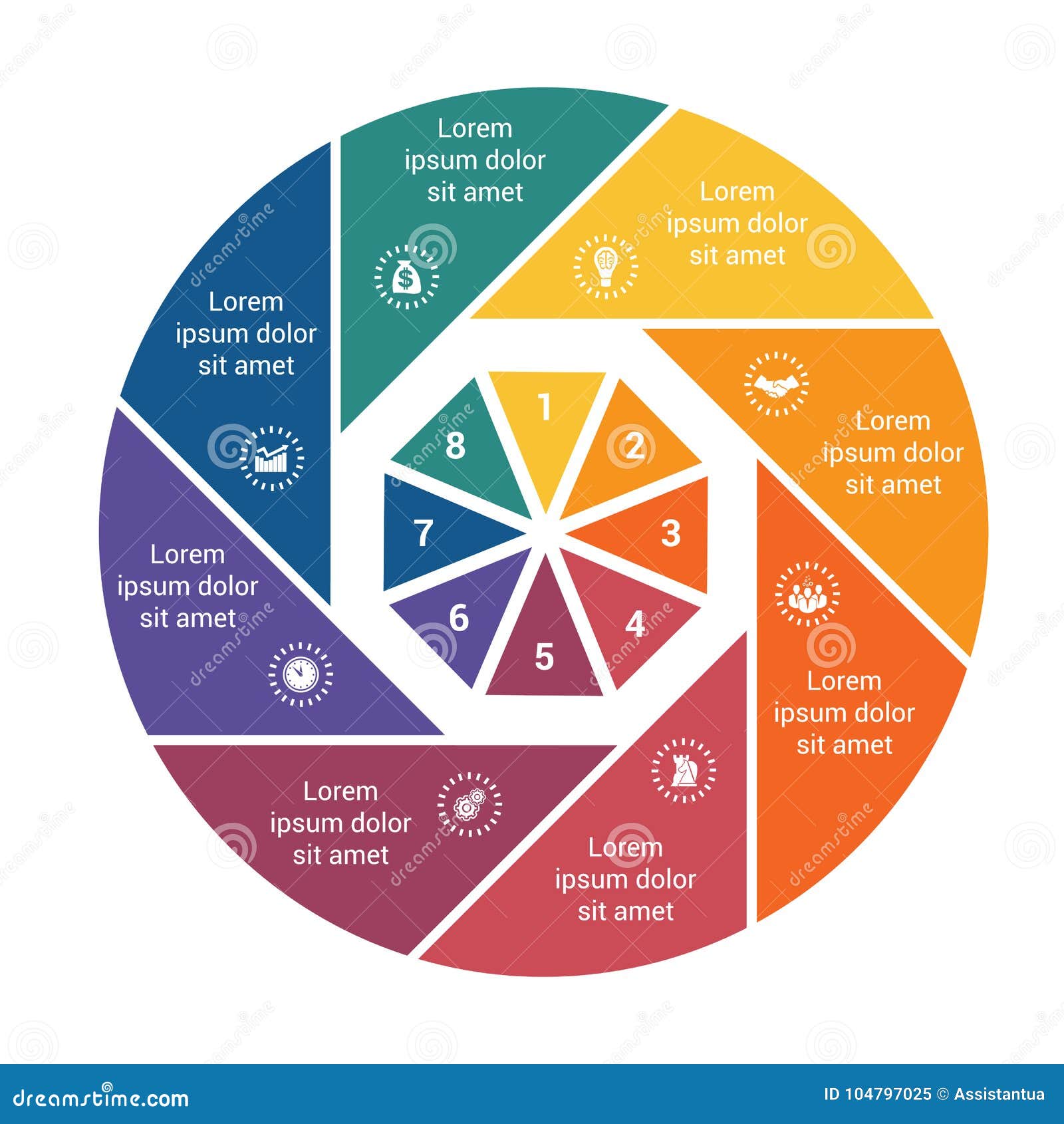 Infographic Business Pie Chart for 8 Options, Step by Step Processes ...