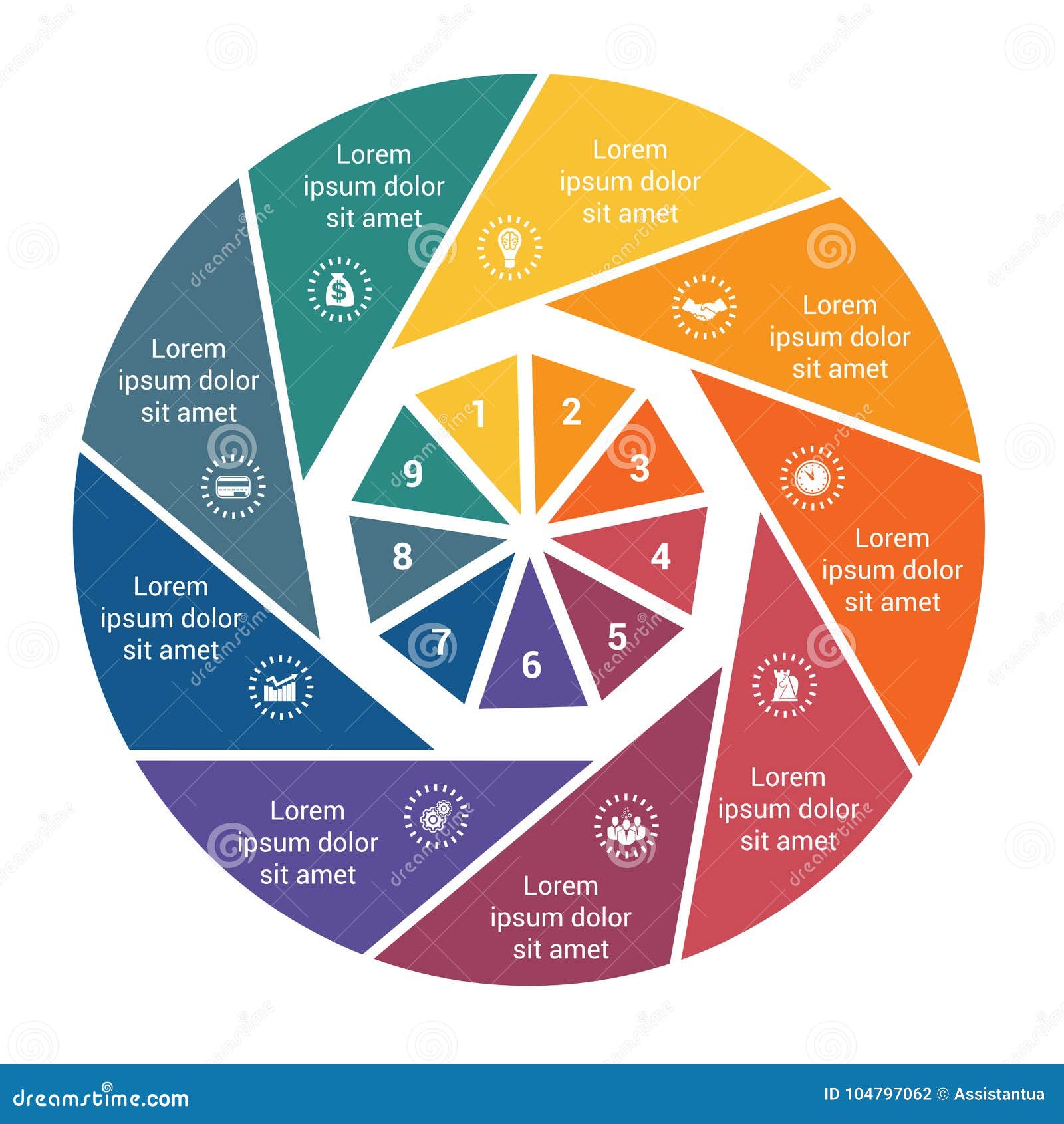 Infographic Business Pie Chart for 9 Options, Step by Step Processes ...